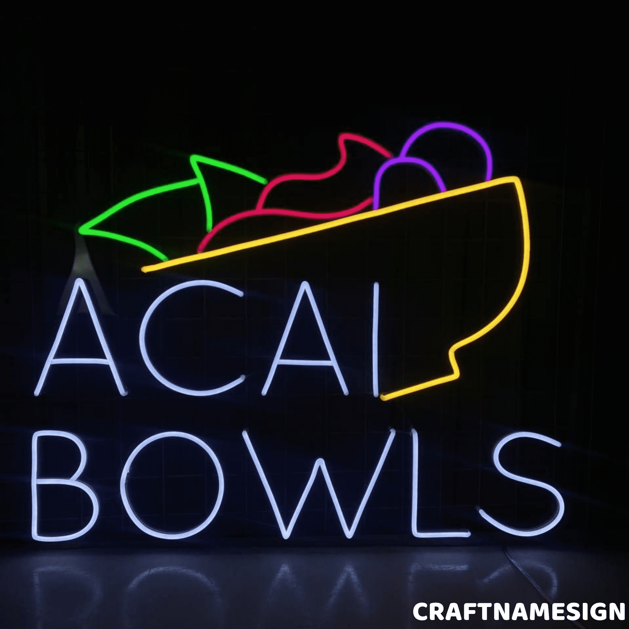 Craftnamesign Acai Bowls Neon Light For Wall Decor, Healthy Fruit Store ...