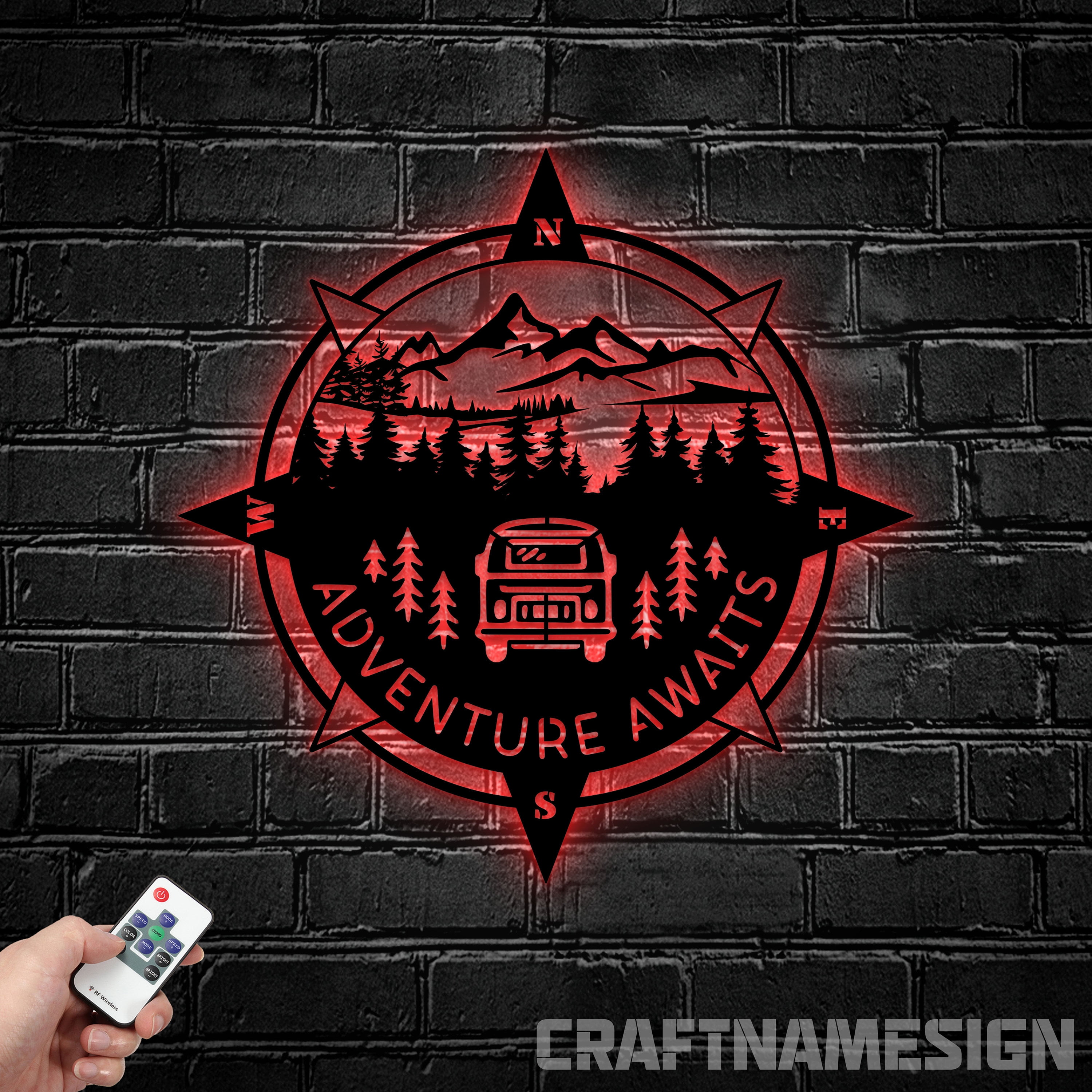 Craftnamesign Adventure Awaits Nature Metal Wall Art LED Light ...