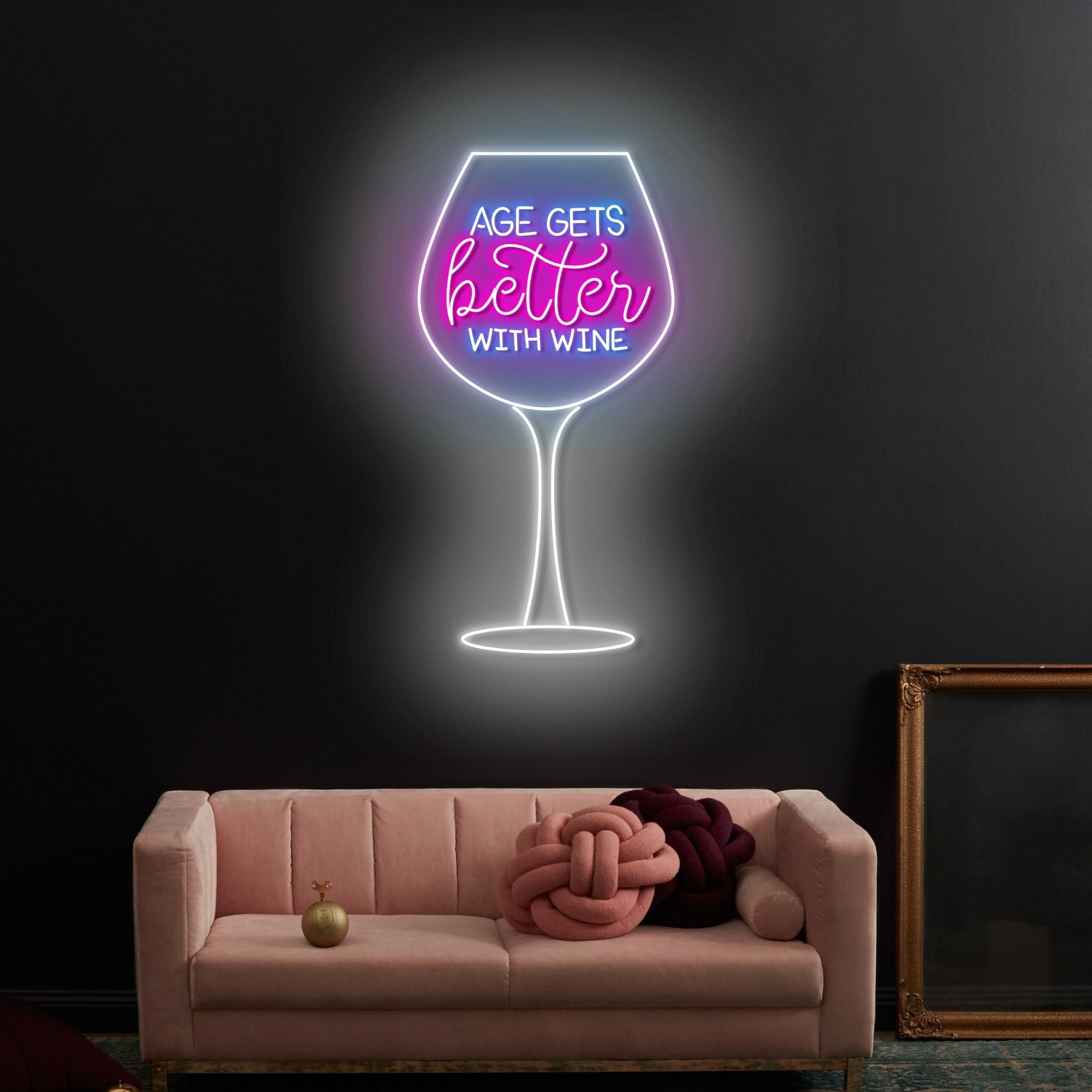 Craftnamesign Age Gets Better With Wine Neon Signboard Wall Art, Wine ...