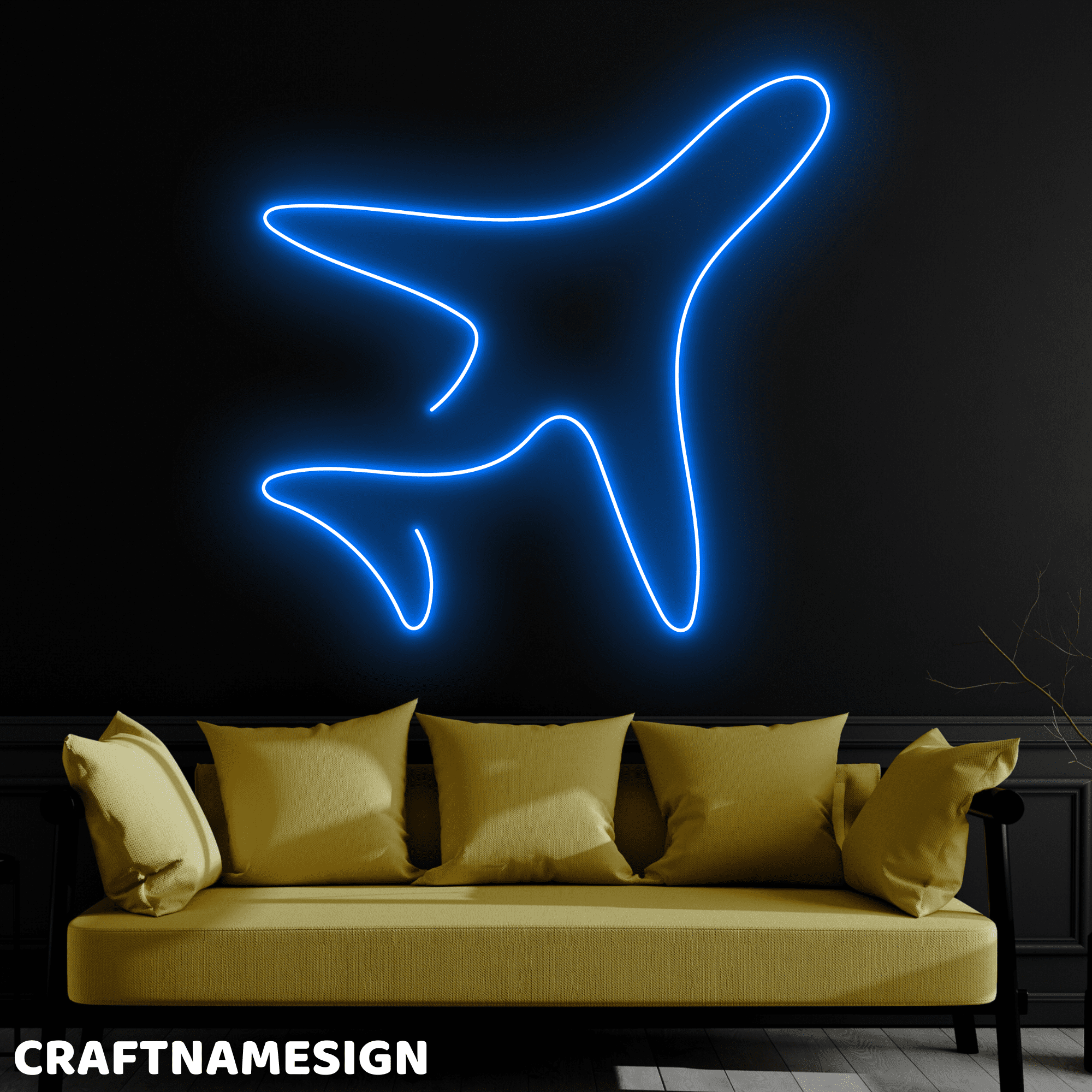 Craftnamesign Airplane Neon Sign, Living Room Wall Art, Wall Decor For ...