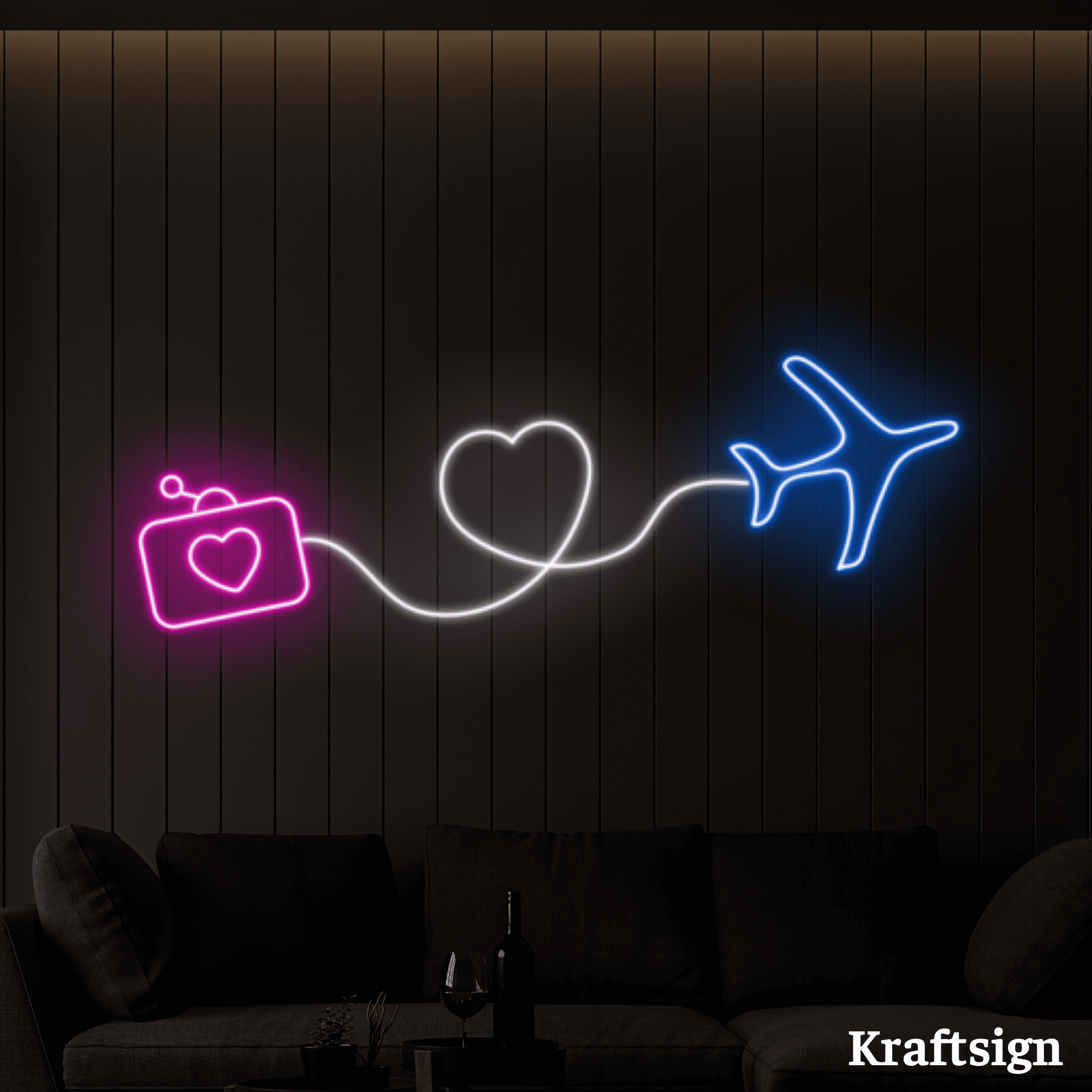 Convert Photo To Canvas Craftnamesign Heart Plane Neon LED Sign ...