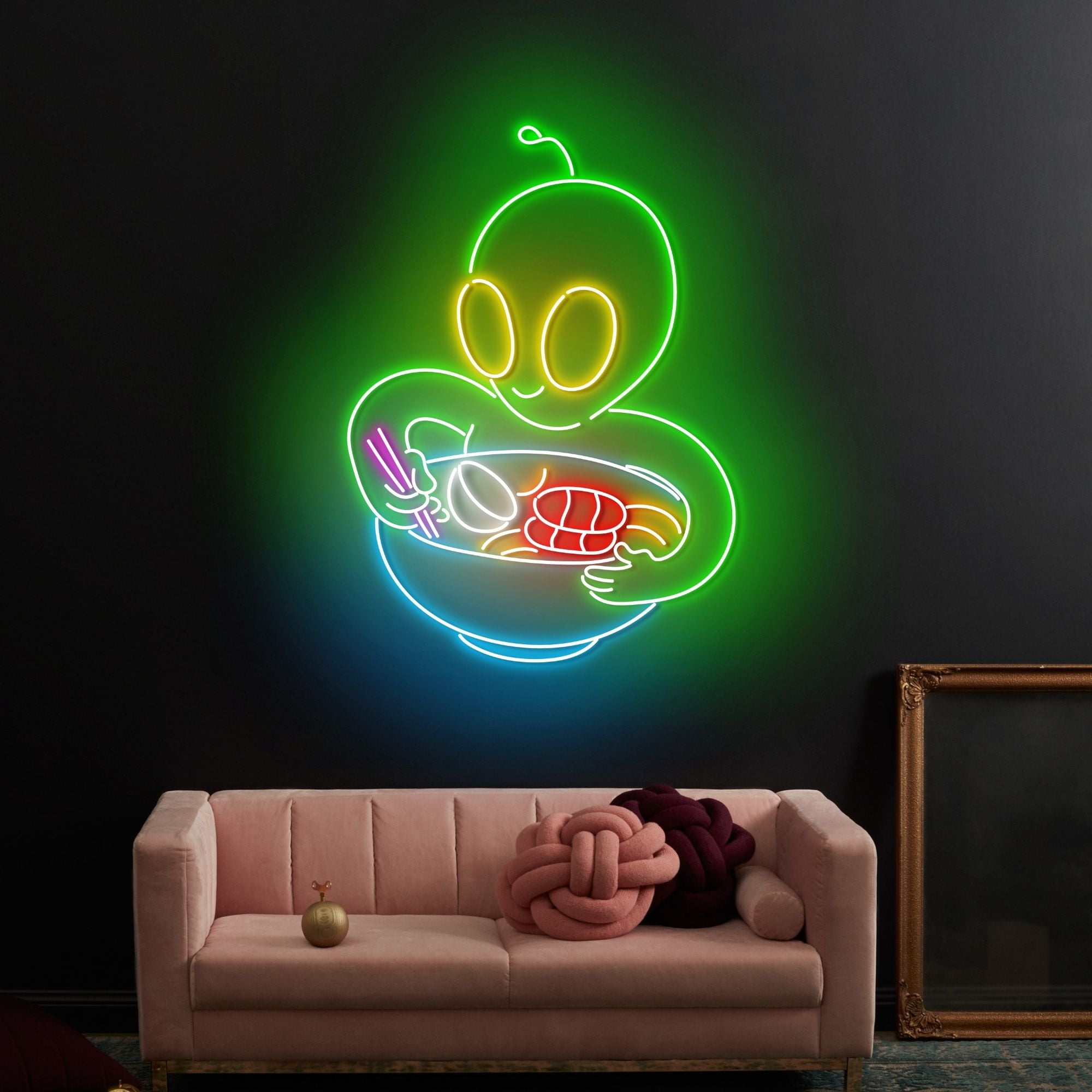 Craftnamesign Alien Eat Ramen Neon Light, Ramen Store Led Sign, Alien ...