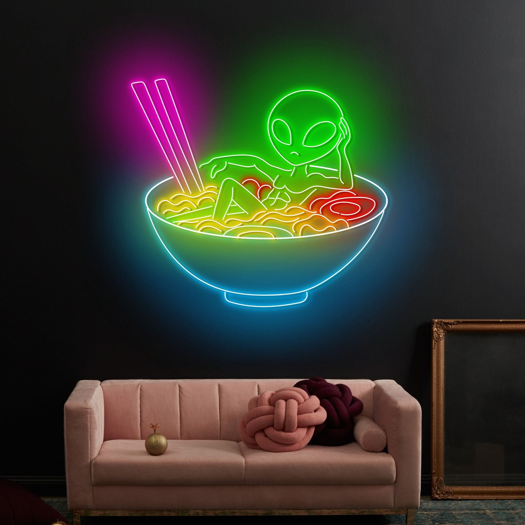 Craftnamesign Alien In Ramen Neon Sign, Ramen Restaurant Led Light ...
