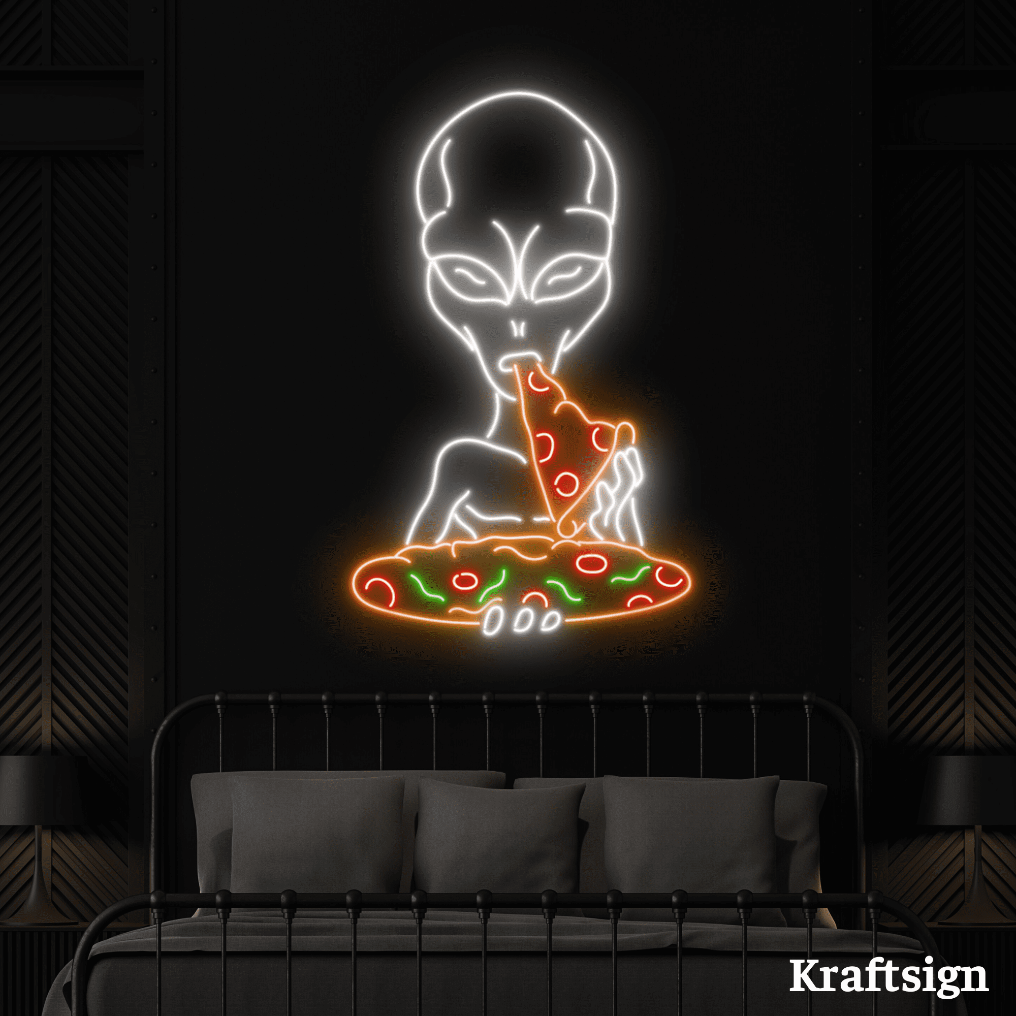 Craftnamesign Alien Pizza Neon Sign, Pizza Restaurant Decor, Pizza ...