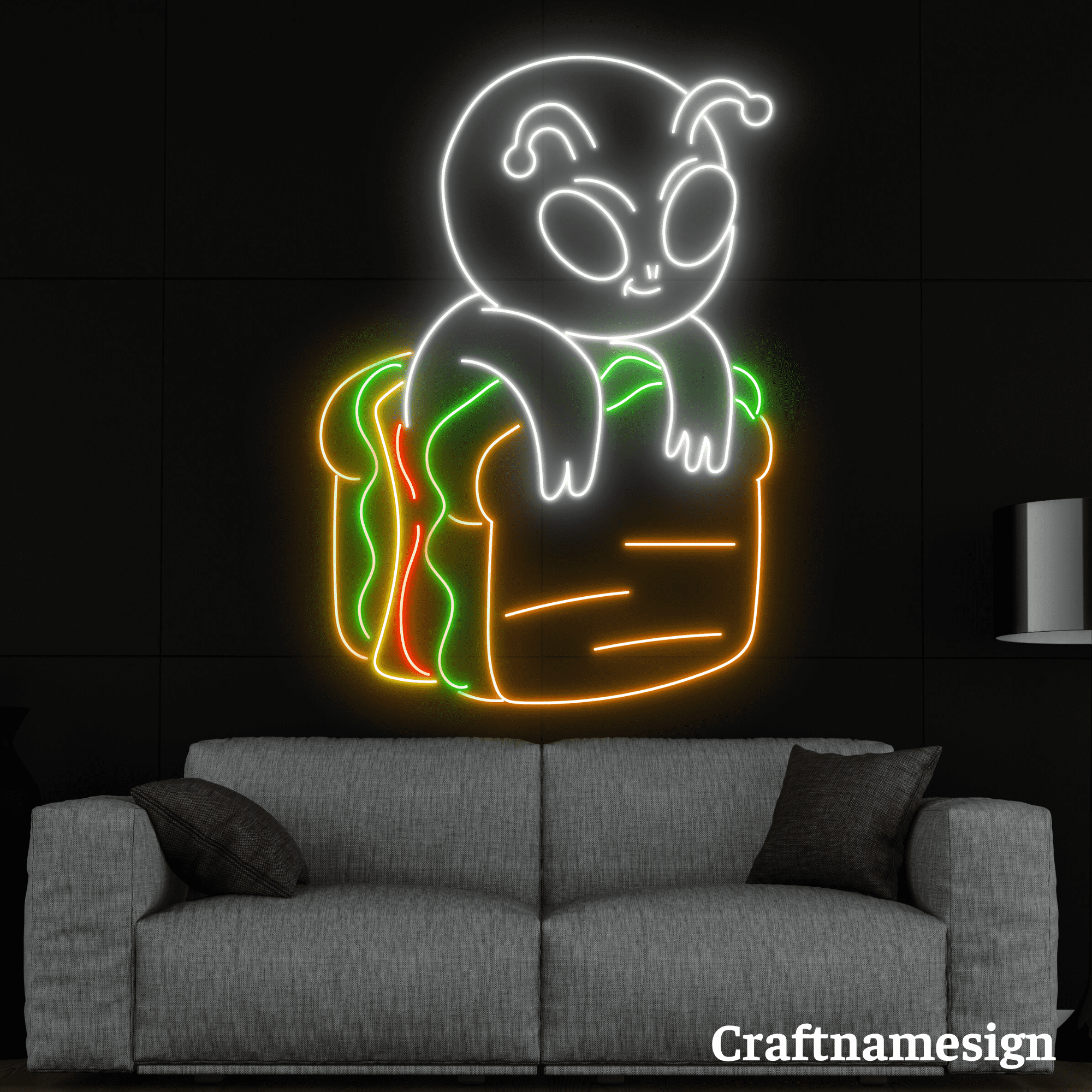 Craftnamesign Alien Sandwich Neon Sign for Breakfast Food Shop Wall ...