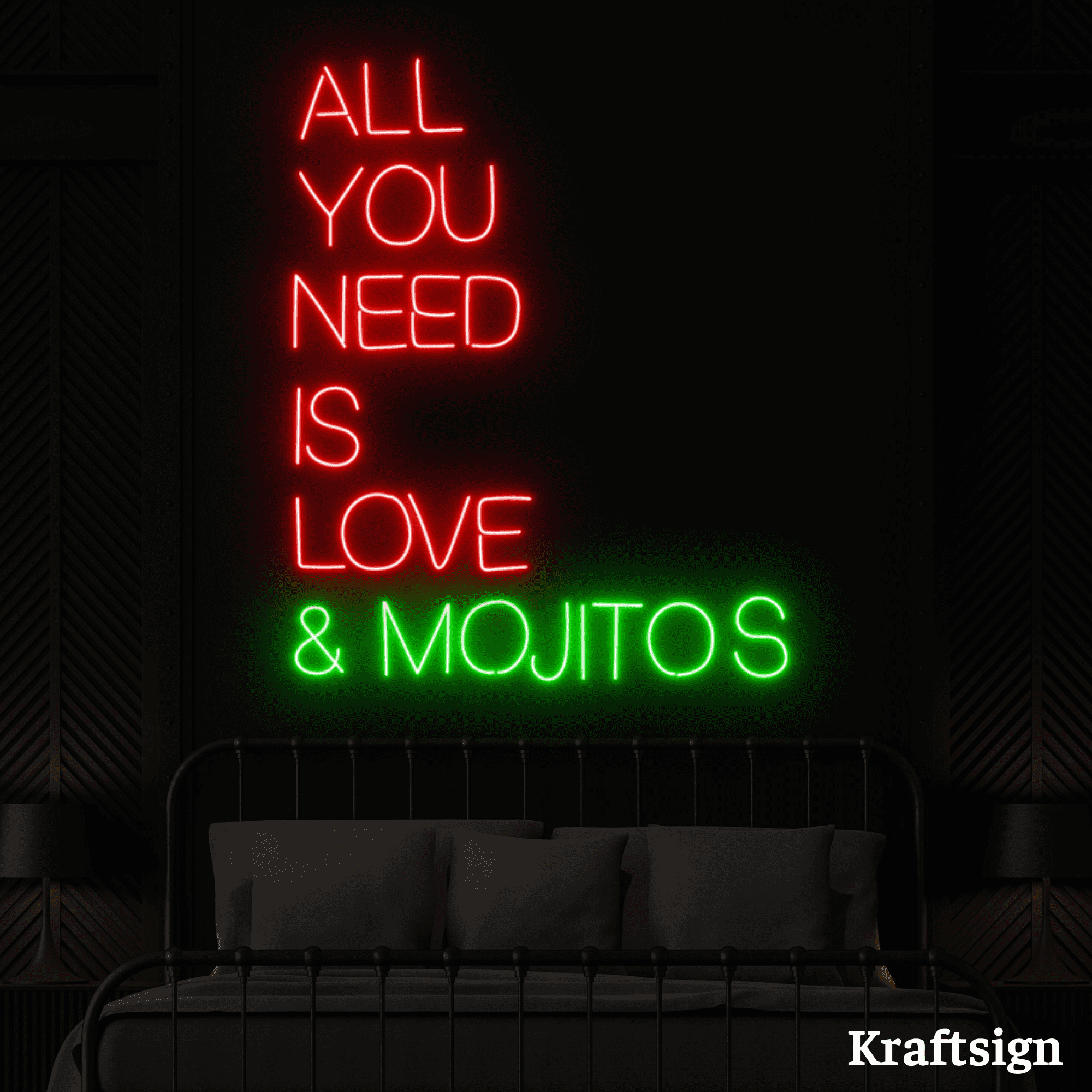 Craftnamesign All You Need Is Love Mojitos Neon Sign, Bar Club Decor ...