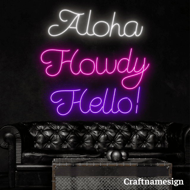 Craftnamesign Aloha Howdy Hello Neon Sign for Restaurant Shop Store ...