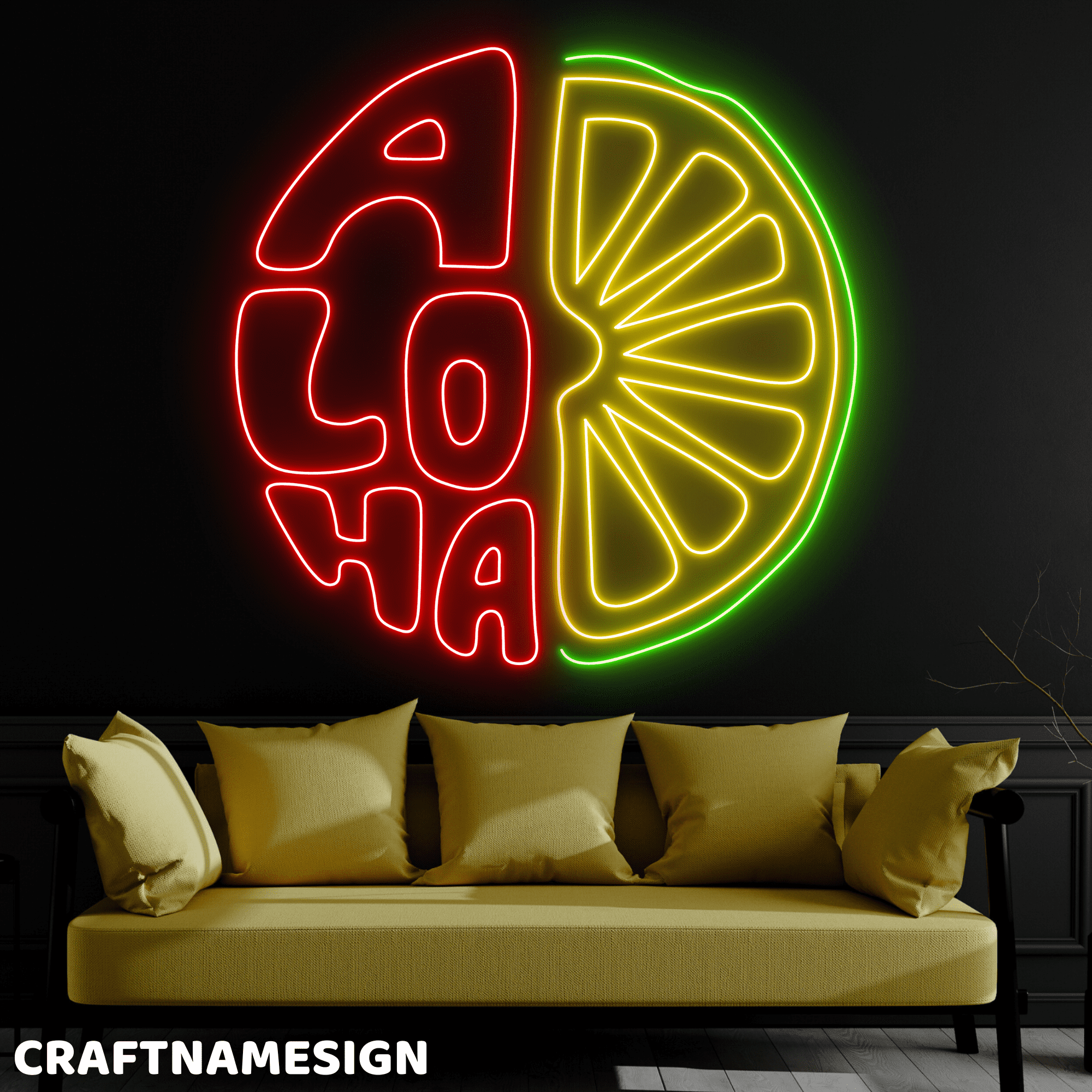 Craftnamesign Aloha Neon Sign, Fruit Store Wall Decor, Lemon Shop Wall ...