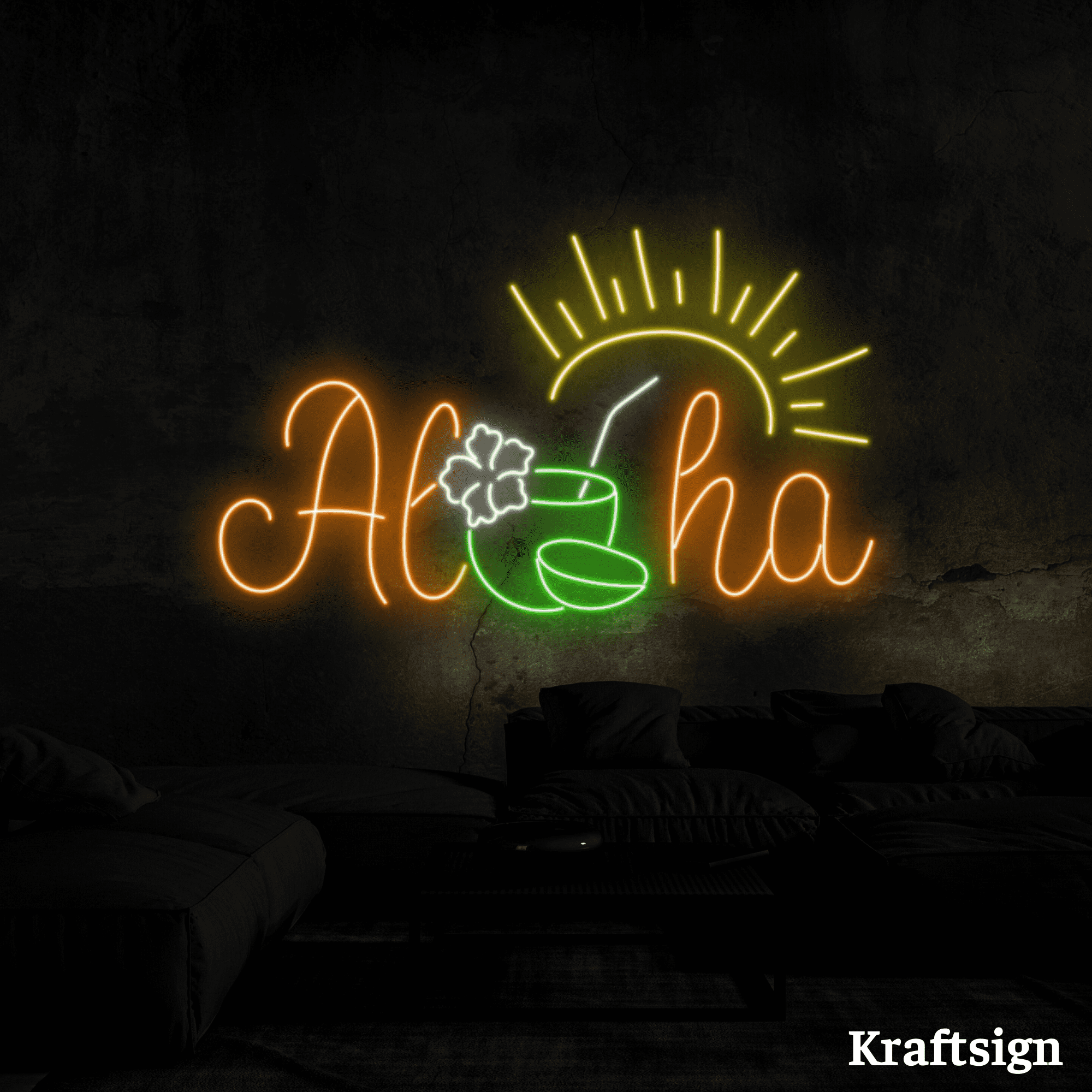 Craftnamesign Aloha Neon Signs, Beach Bar Club, Hawaii Club LED Signs ...