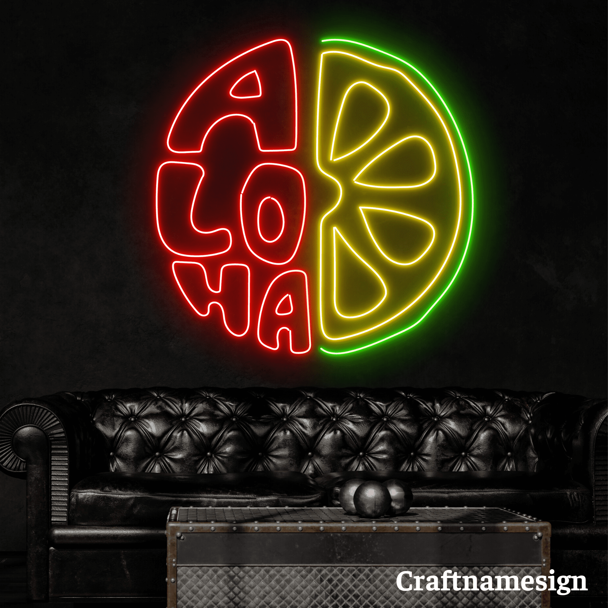 Craftnamesign Aloha With Lemon Neon Sign for Summer Vibes Beach Club ...