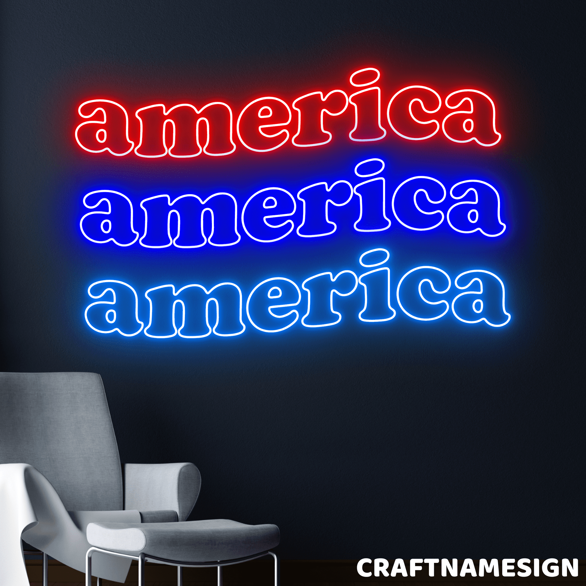 Craftnamesign America Neon Sign, Happy 4th Of July Wall Art, America ...