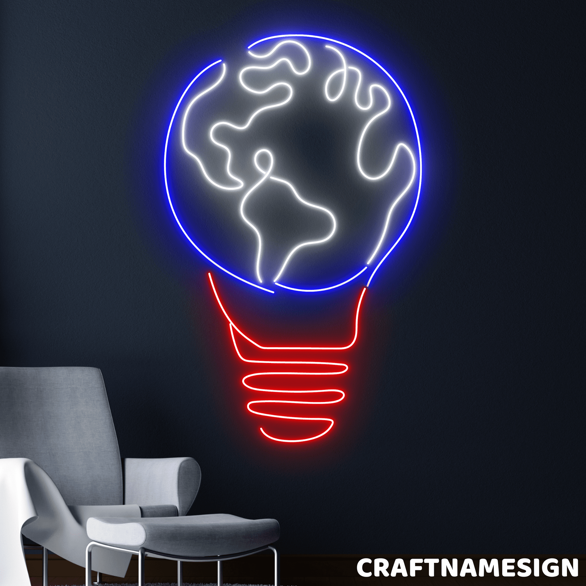 Craftnamesign American Light Bulb Neon Sign, Happy Independence Day ...