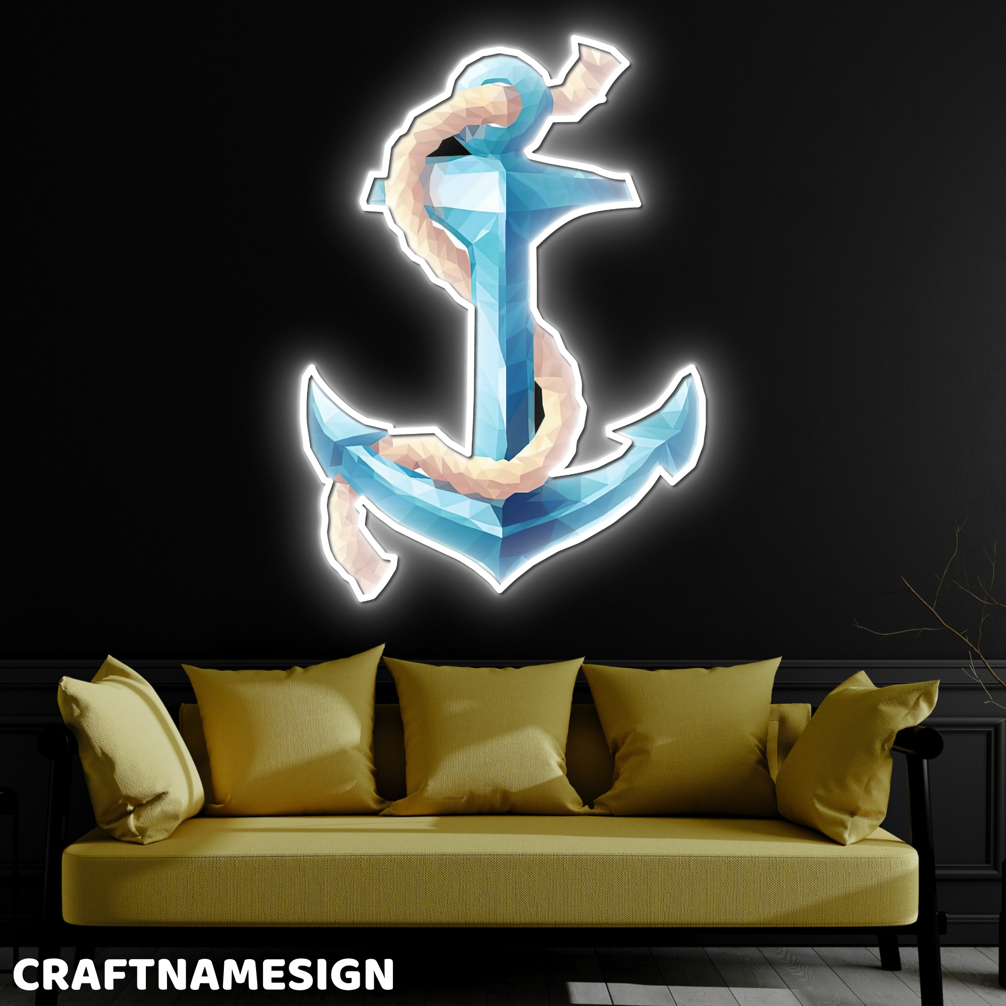 Craftnamesign Anchor Neon Decal, Living Room Wall Art, Bar Pub Wall ...