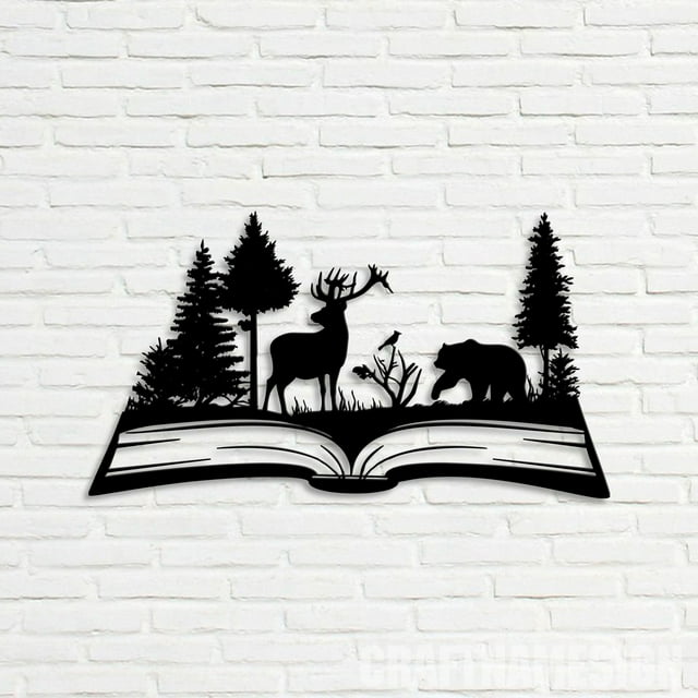 Craftnamesign Animal Forest Book Metal Wall Art LED Light, Adventure ...