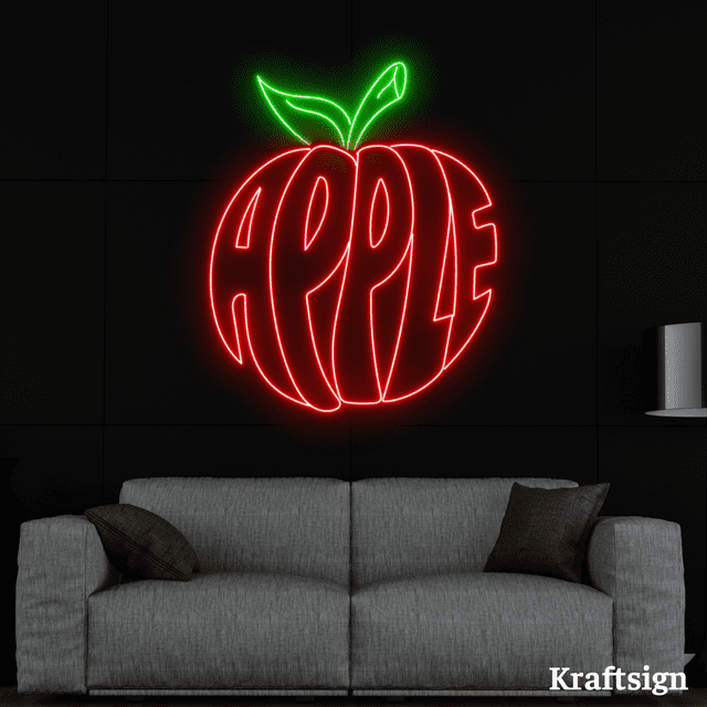 Craftnamesign Apple Neon Sign, Apple Fruit Shop LED Sign, Juice Decor ...