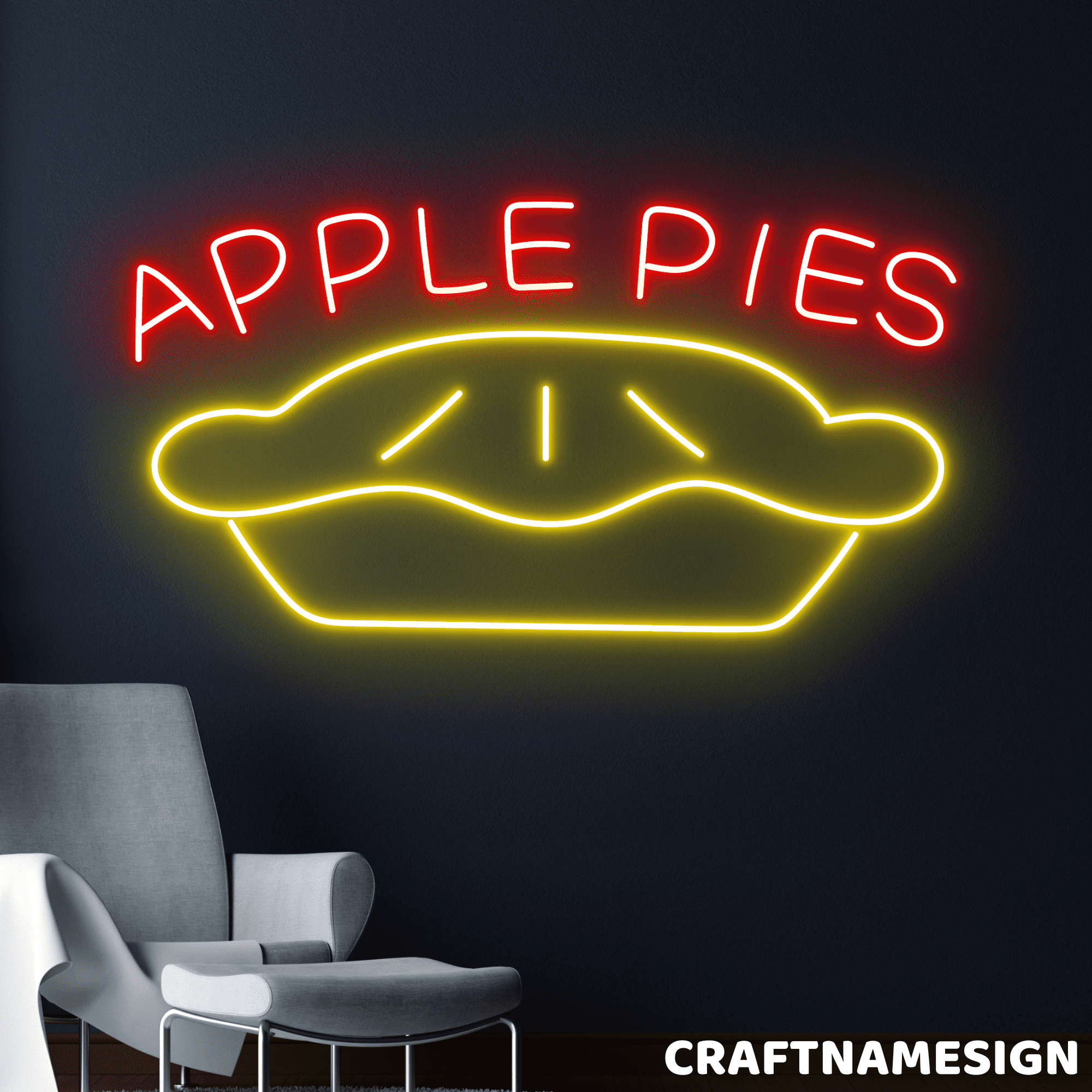 Craftnamesign Apple Pies Neon Sign, Baker Store Wall Art, Apple Cake ...