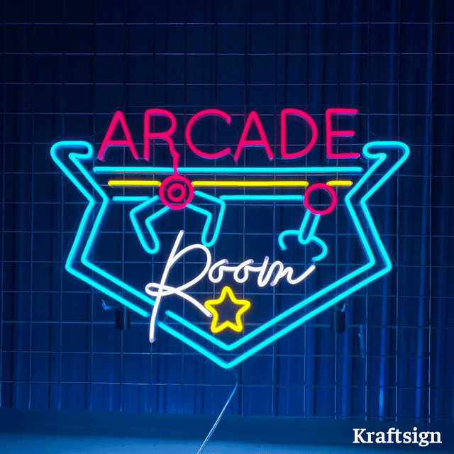 Craftnamesign Arcade Neon Sign, Game Room LED Sign, Arcade Room Club ...
