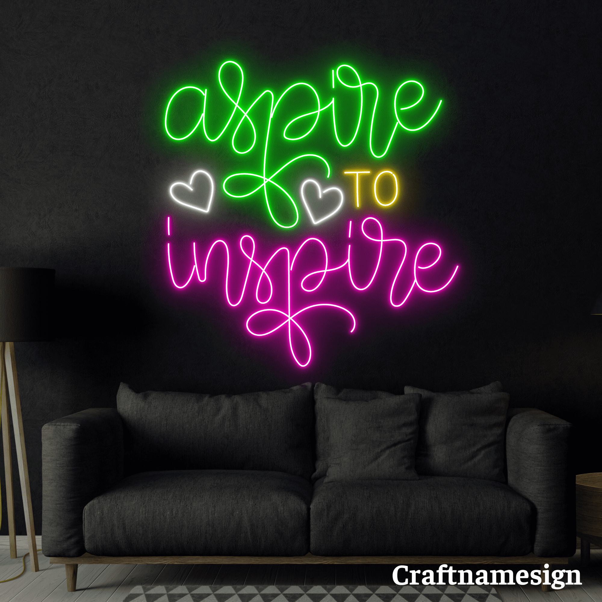 Craftnamesign Aspire To Inspire Neon Sign for Bedroom Shop Wall Decor ...