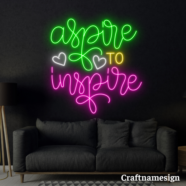 Craftnamesign Aspire To Inspire Neon Sign for Bedroom Shop Wall Decor ...