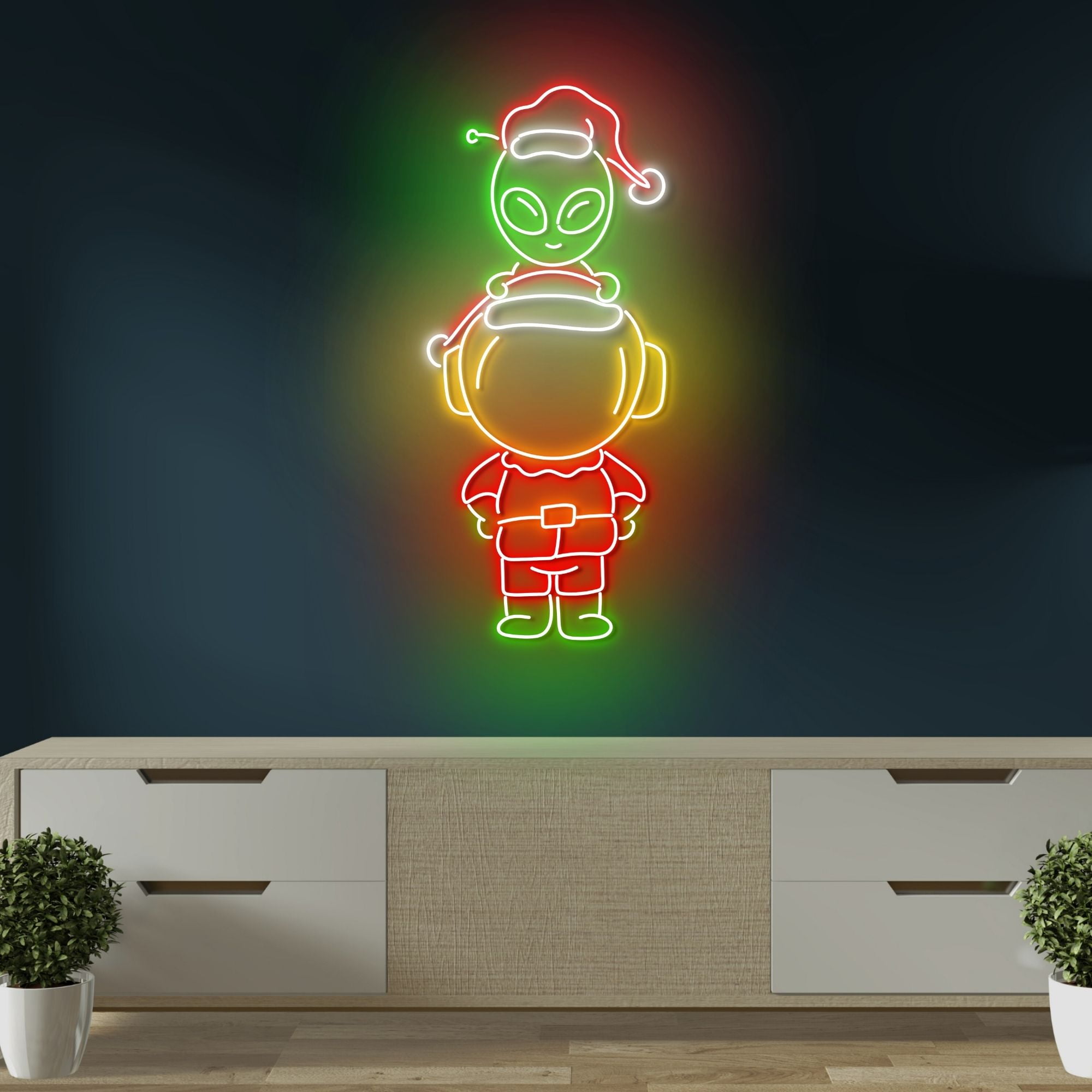 Craftnamesign Astronaut Alien Xmas Neon Light, Spaceman Wall Sign ...