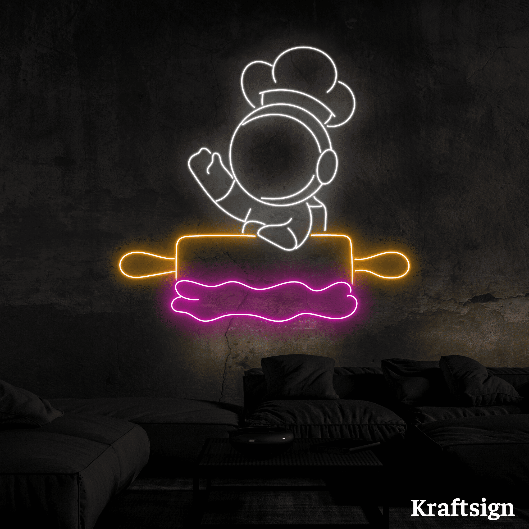 Craftnamesign Astronaut Baker Neon Sign, Bakery LED Sign, Spaceman ...
