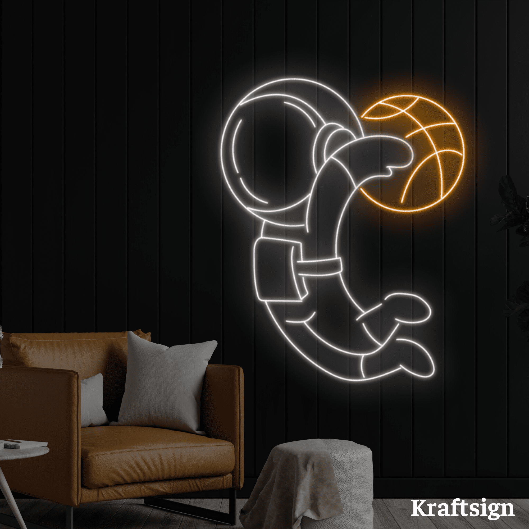 Craftnamesign Astronaut Basketball Neon Sign, Spaceman Decor, Kid Room ...
