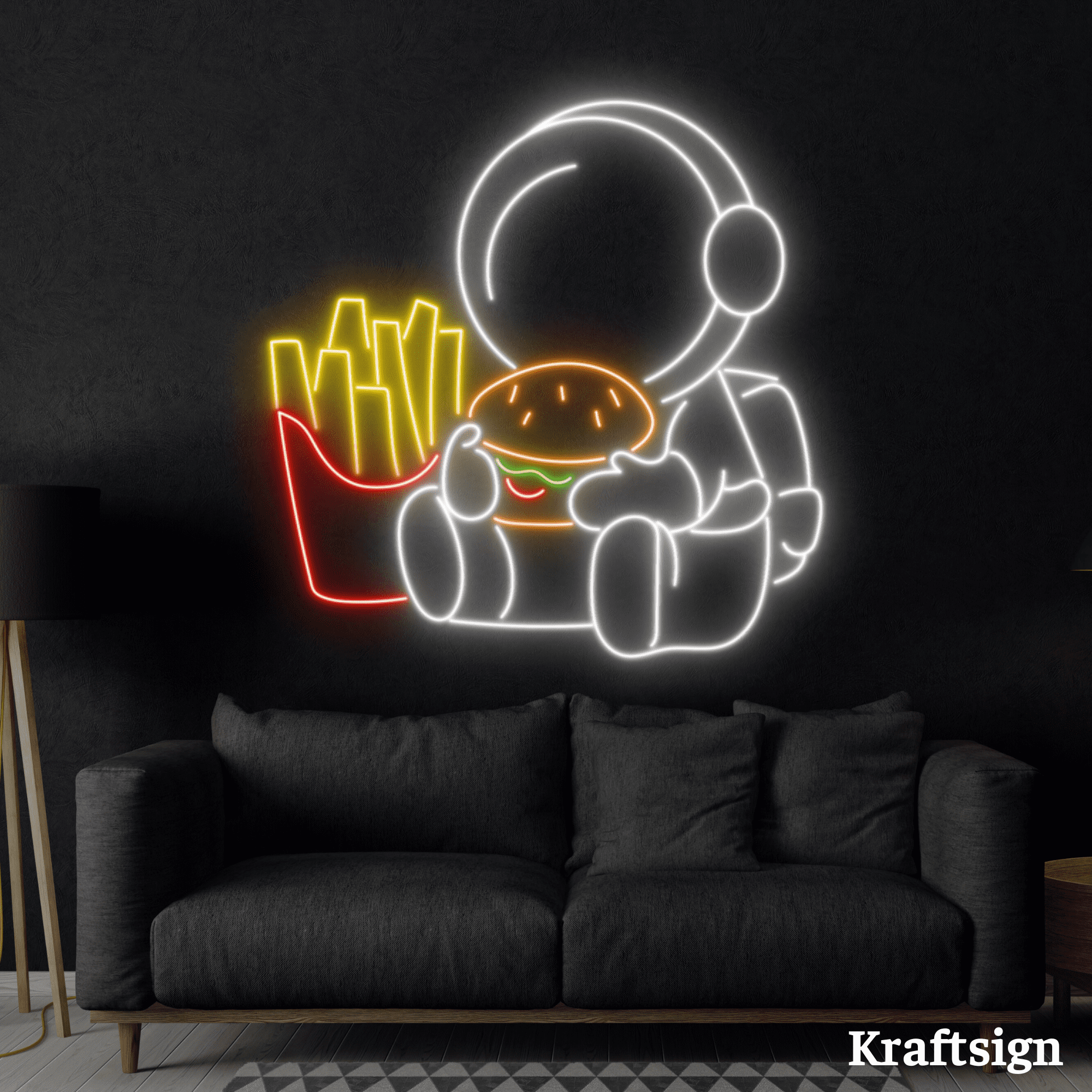 Craftnamesign Astronaut Burger Neon Sign, Burger Shop LED Sign, Food ...