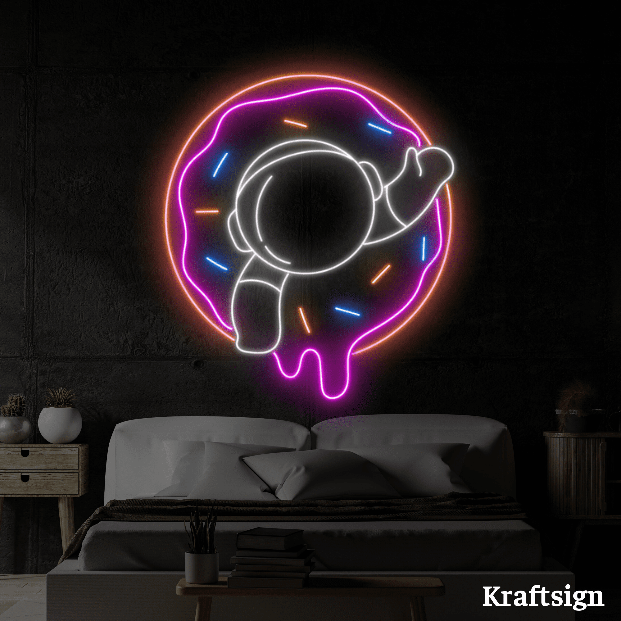Craftnamesign Astronaut Donut Neon Sign, Bakery Decor, Donut Shop LED ...