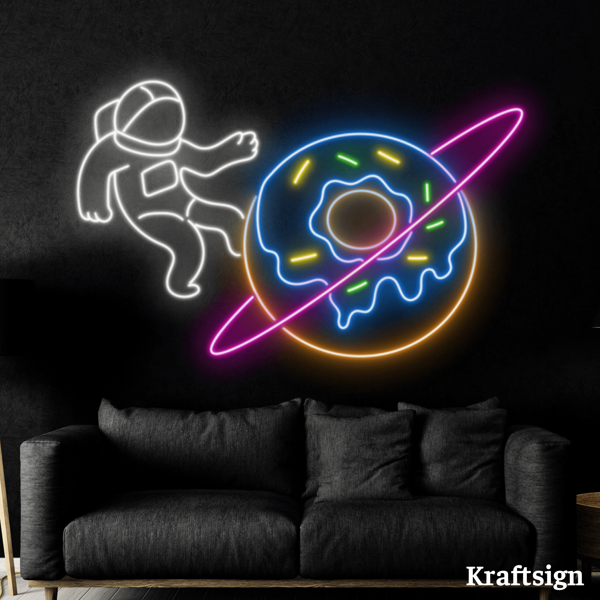 Craftnamesign Astronaut Donut Planet Neon Sign, Donut Shop Decor ...