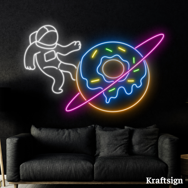 Craftnamesign Astronaut Donut Planet Neon Sign, Donut Shop Decor ...