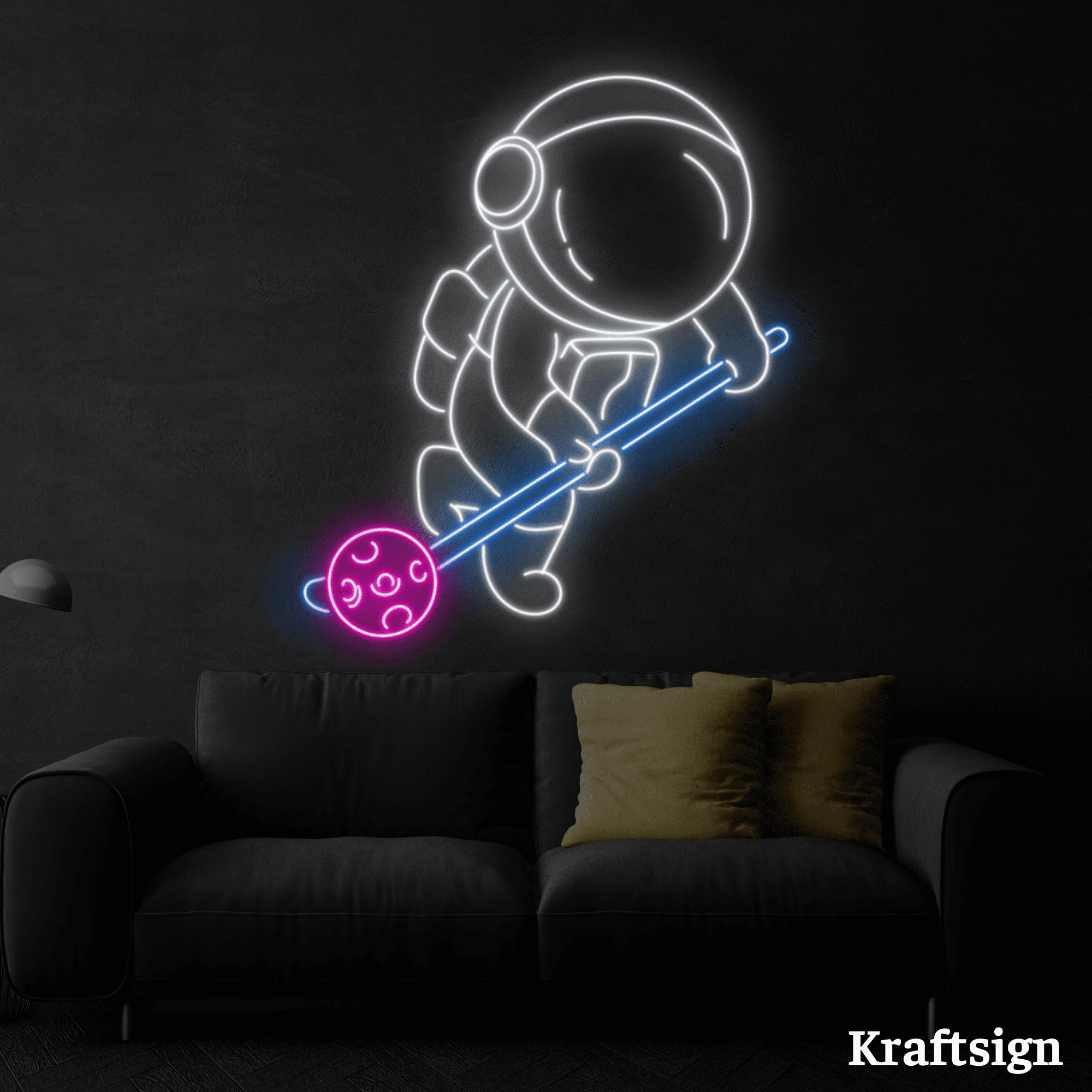 Craftnamesign Astronaut Hockey Planet Neon Sign, Spaceman Decor, Kid ...