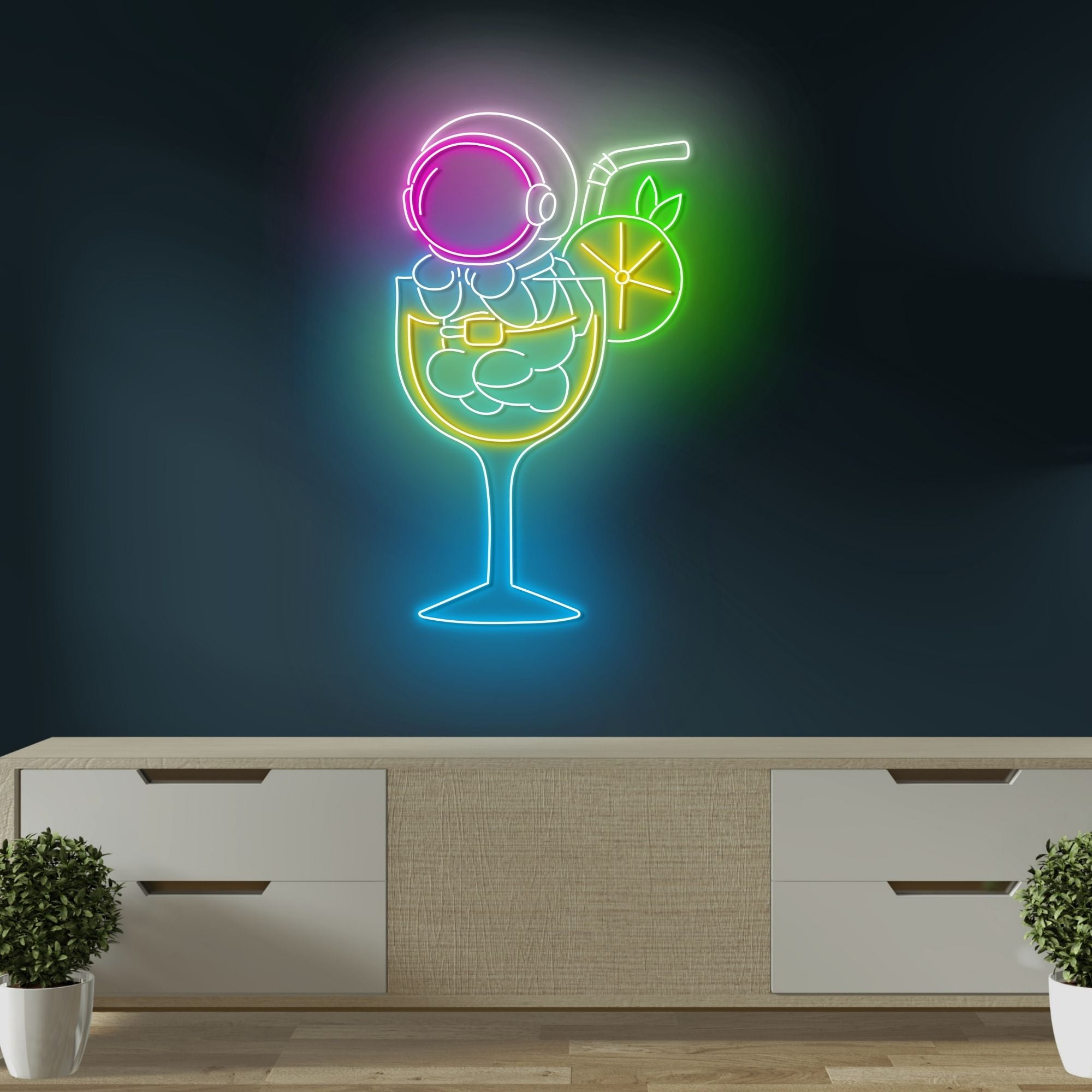Craftnamesign Astronaut Juice Neon Light, Lemon Juice Wall Art, Coffee ...