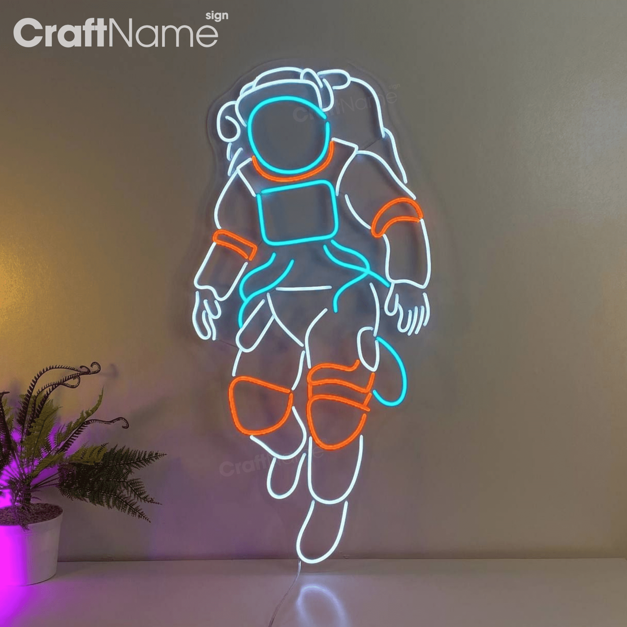 Craftnamesign Astronaut Led Light for Playroom Wall Art, Kids Bedroom ...