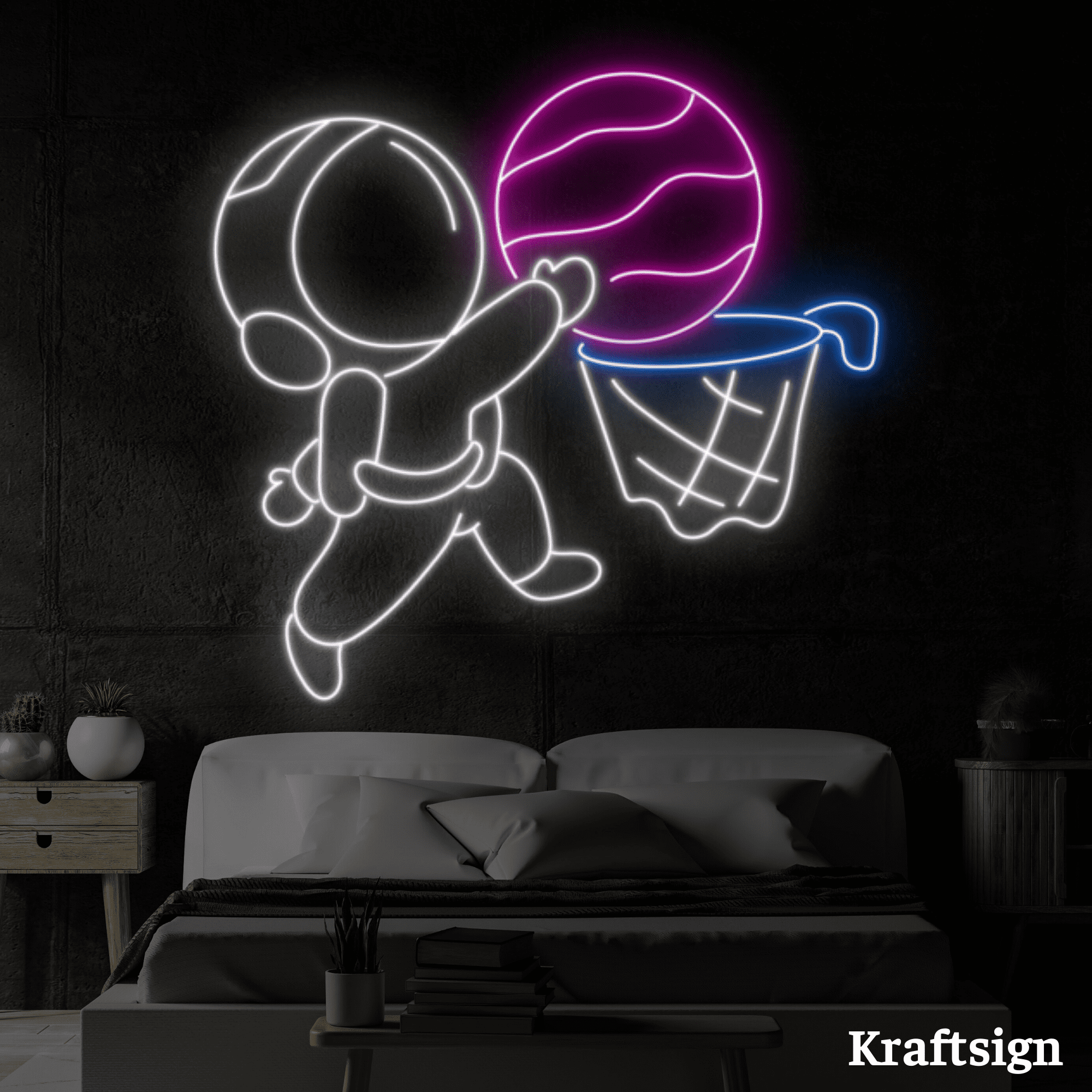Craftnamesign Astronaut Neon Sign, Basketball Club Decor, Spaceman ...