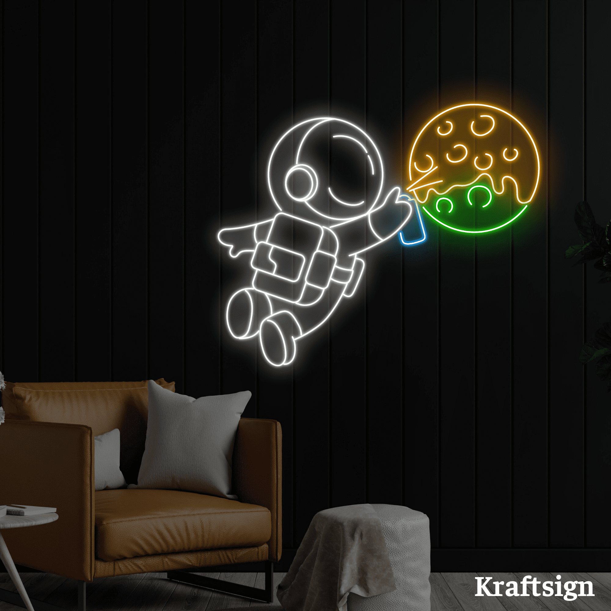 Craftnamesign Astronaut Painted Planet Neon Sign, Spaceman Nursery ...
