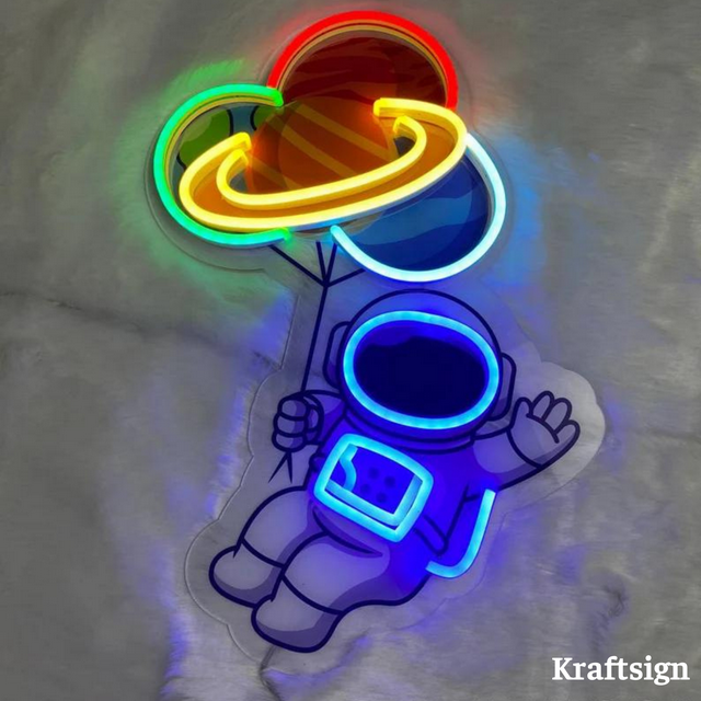 Craftnamesign Astronaut Planet Balloon Neon Acrylic Print Sign ...