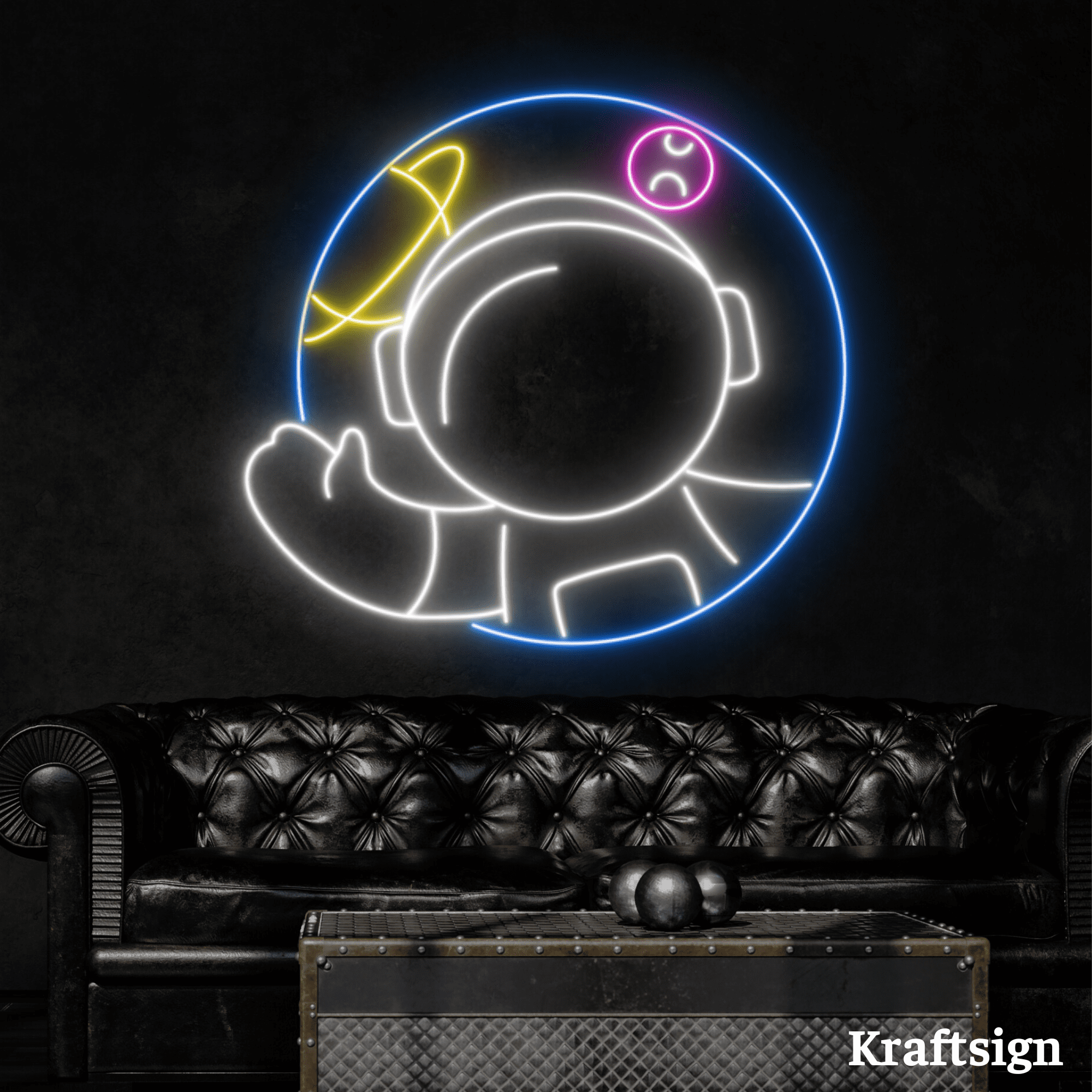 Craftnamesign Astronaut Say Hi Neon Sign, Spaceman Art, Kid Room Decor ...