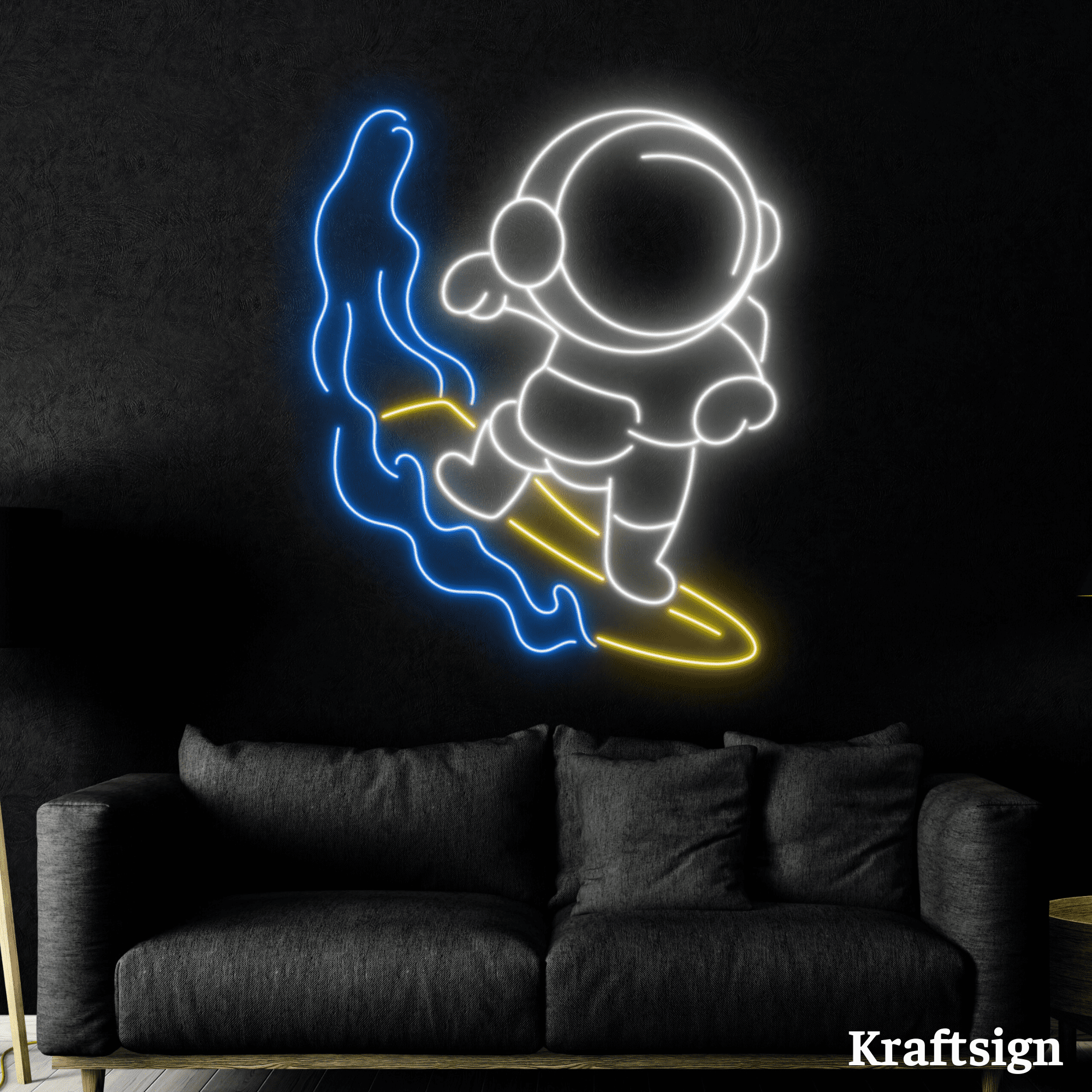 Craftnamesign Astronaut Surfing Neon Sign, Spaceman Decor, Surf Shop ...