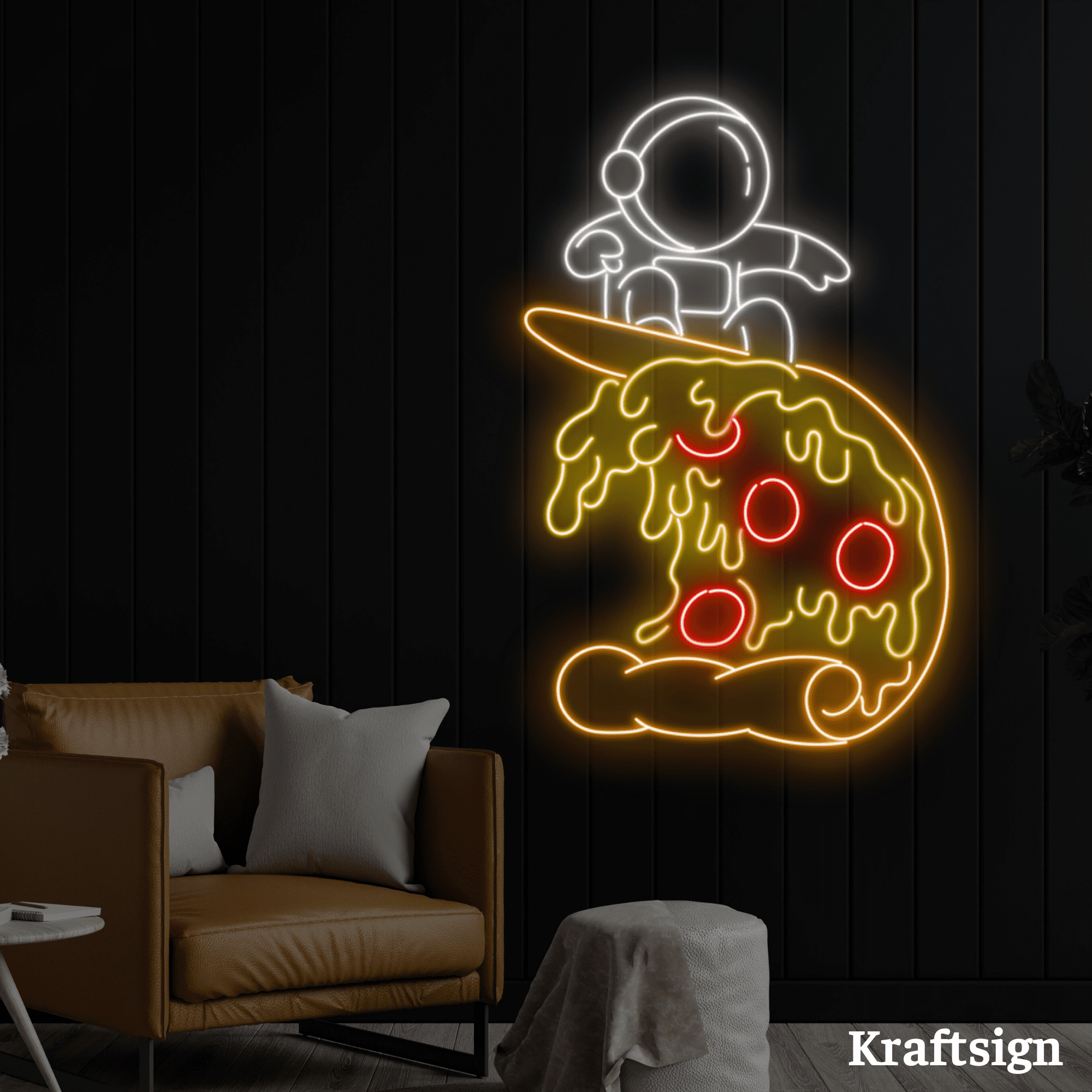 Craftnamesign Astronaut Surfing Pizza Neon Sign, Pizza Restaurant Signs ...