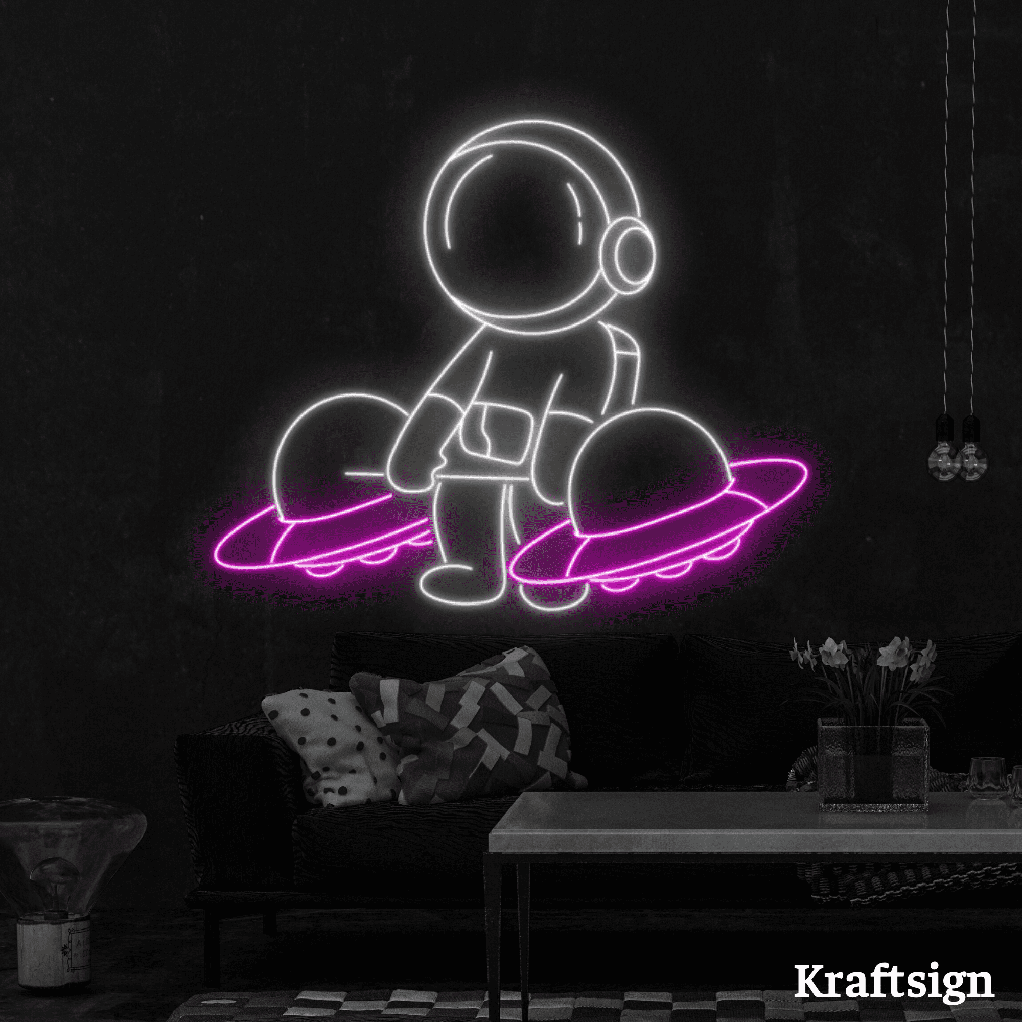 Craftnamesign Astronaut UFO Neon Sign, Spaceman LED Sign, Gifts For ...