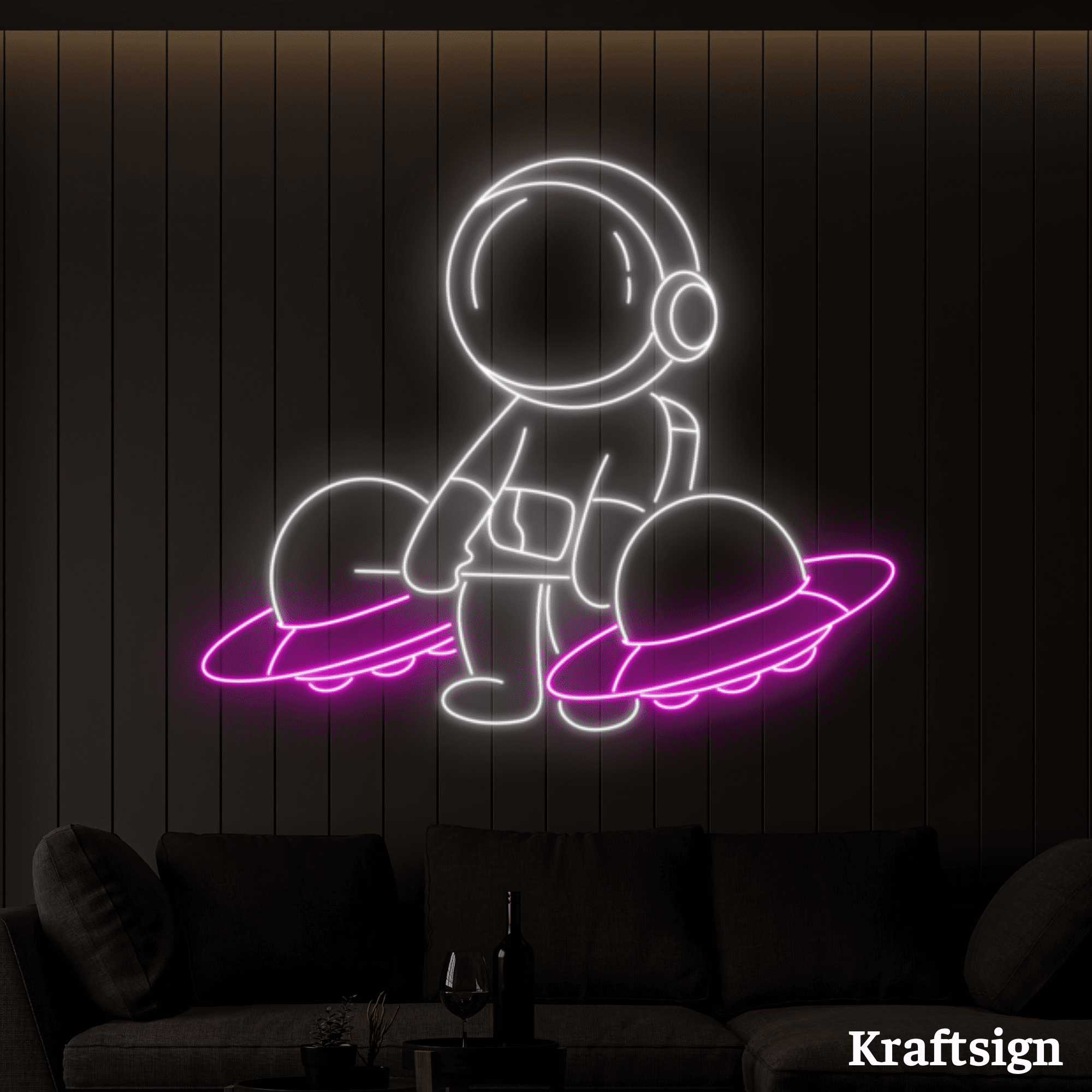 Craftnamesign Astronaut UFO Neon Sign, Spaceman LED Sign, Gifts For ...