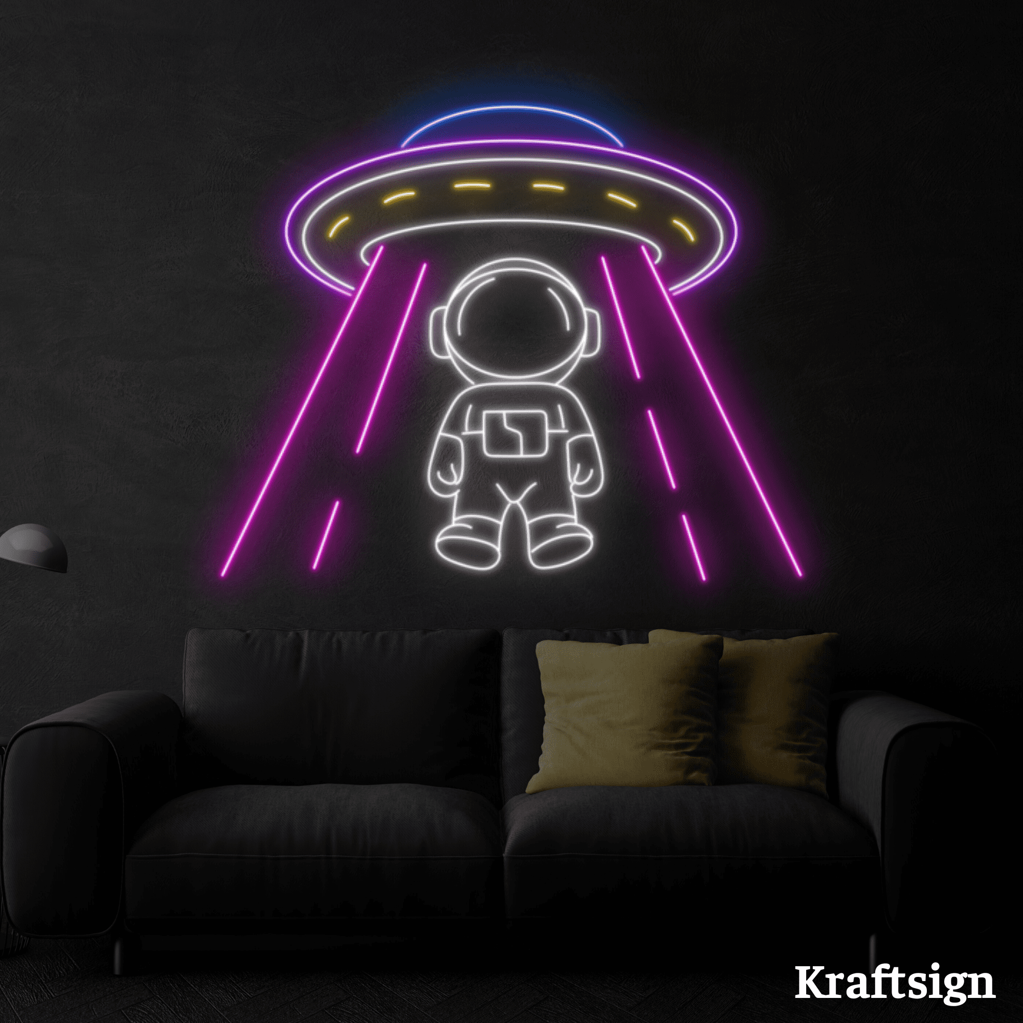 Craftnamesign Astronaut UFO Neon Sign, Spaceman LED Sign, Kid Room ...
