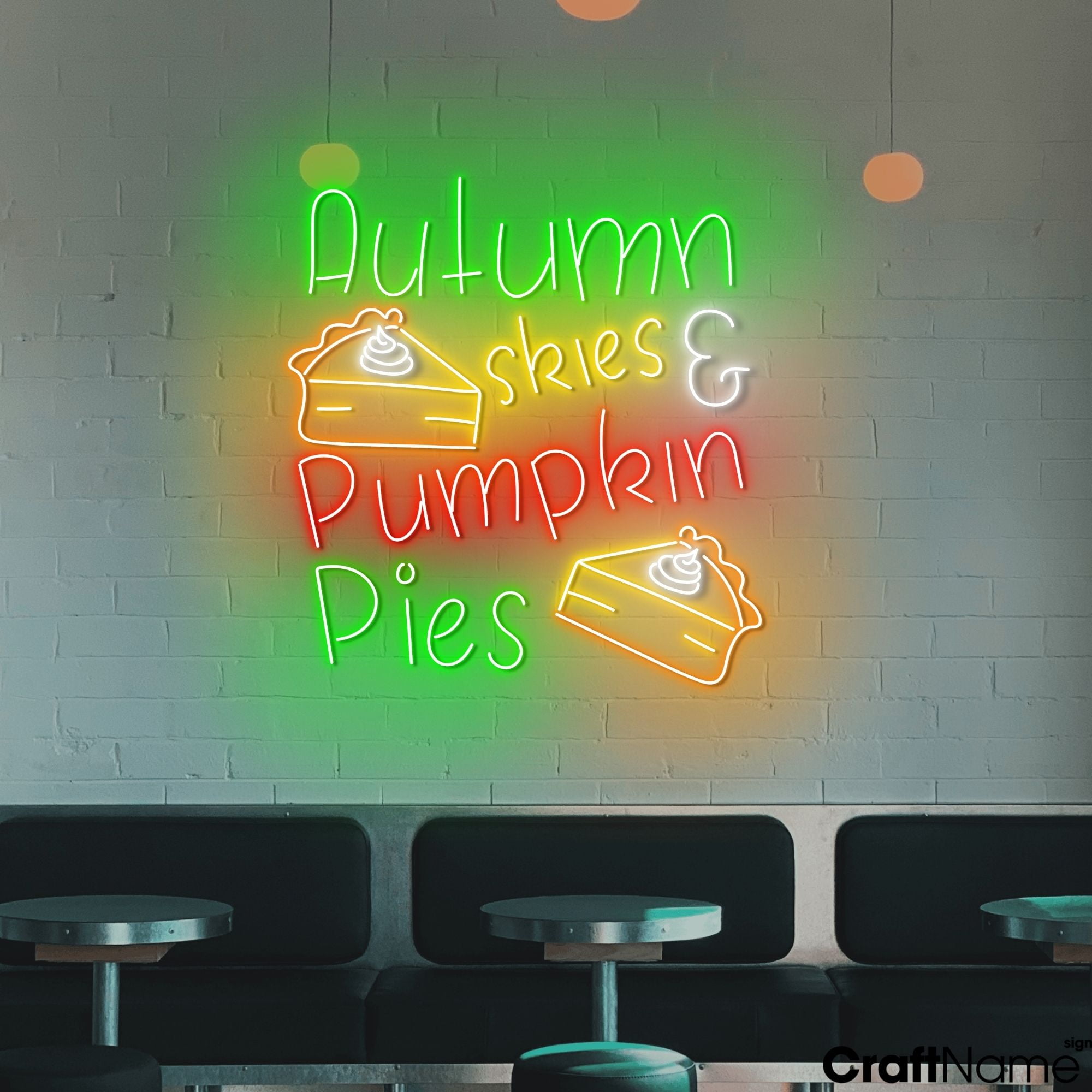 Craftnamesign Autumn Skies & Pumpkin Pies LED Sign, Cake Shop Wall Art ...
