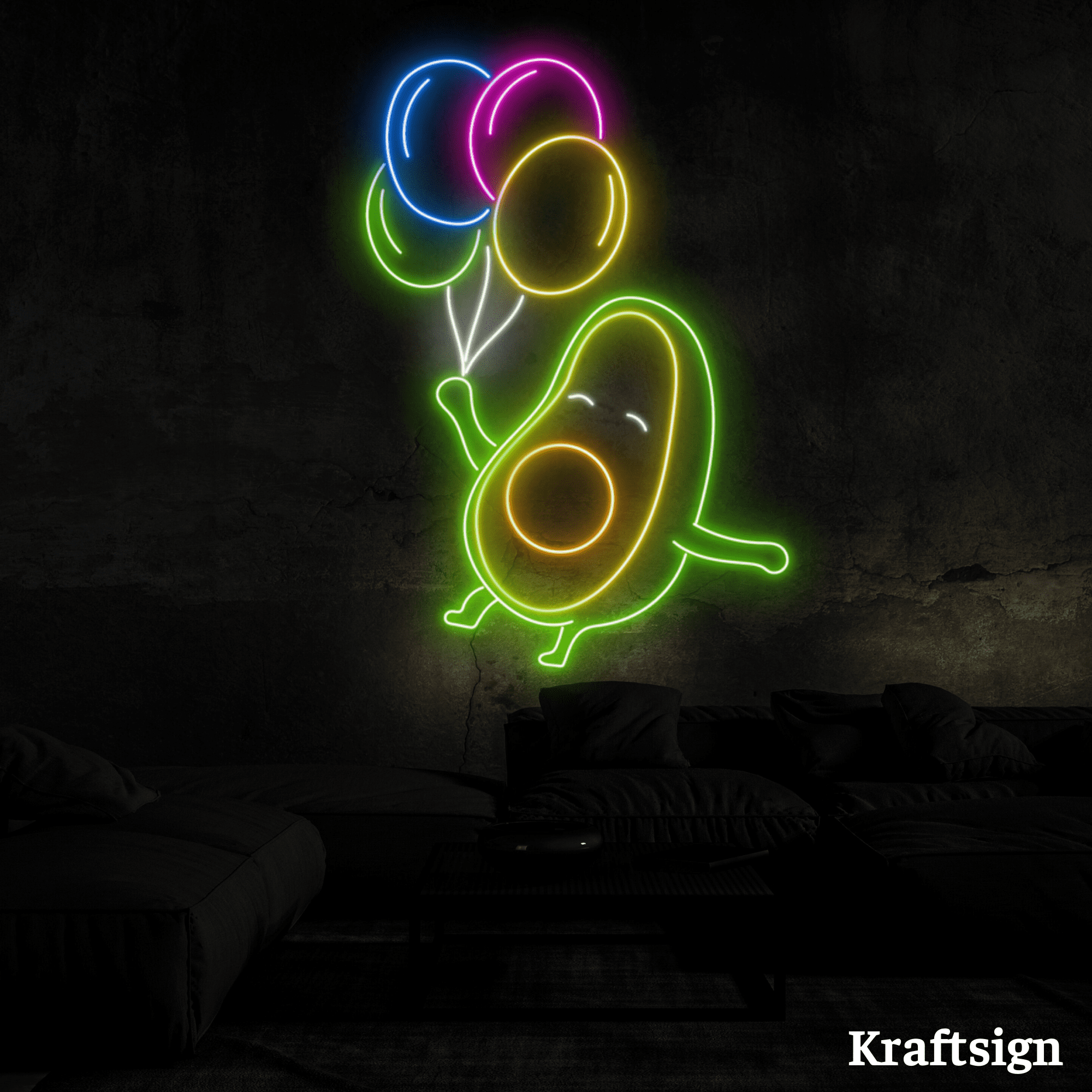 Craftnamesign Avocado Ballon Neon Sign, Fruit Shop Decor, Nursery Decor ...