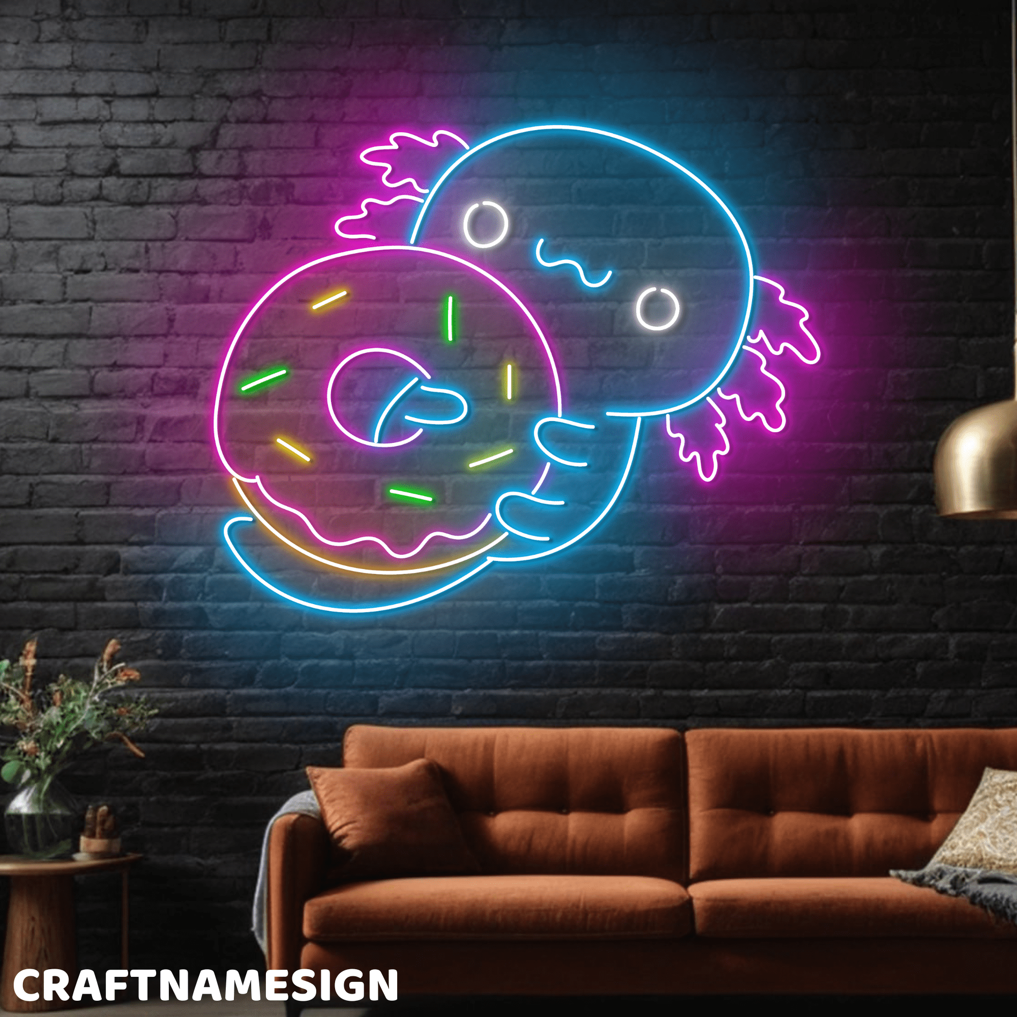 Craftnamesign Axolotl And Donut Neon Light For Wall Decor, Donut Shop ...