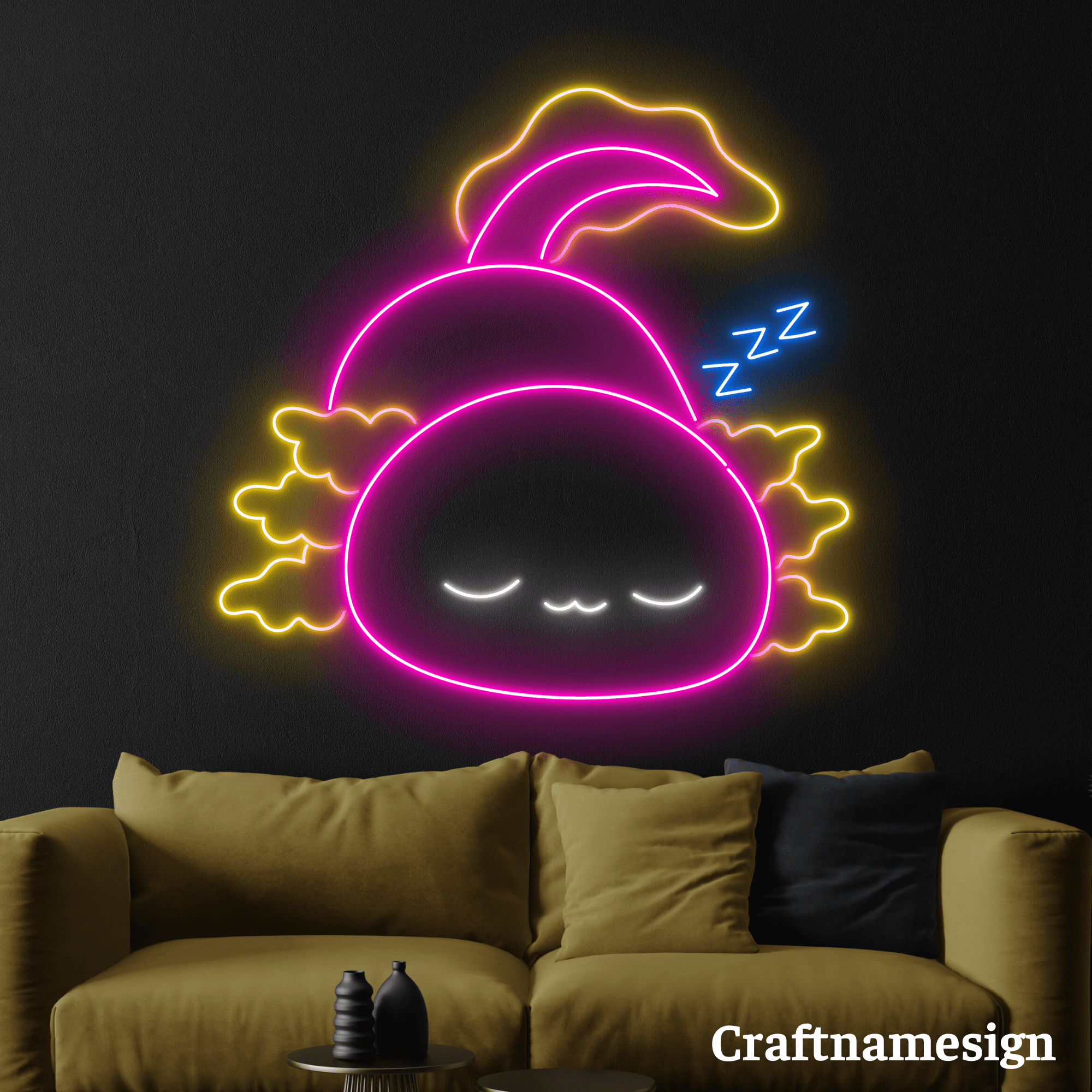 Craftnamesign Axolotl Sleep Neon Sign for Bedroom Kid Room Nursery Kids ...
