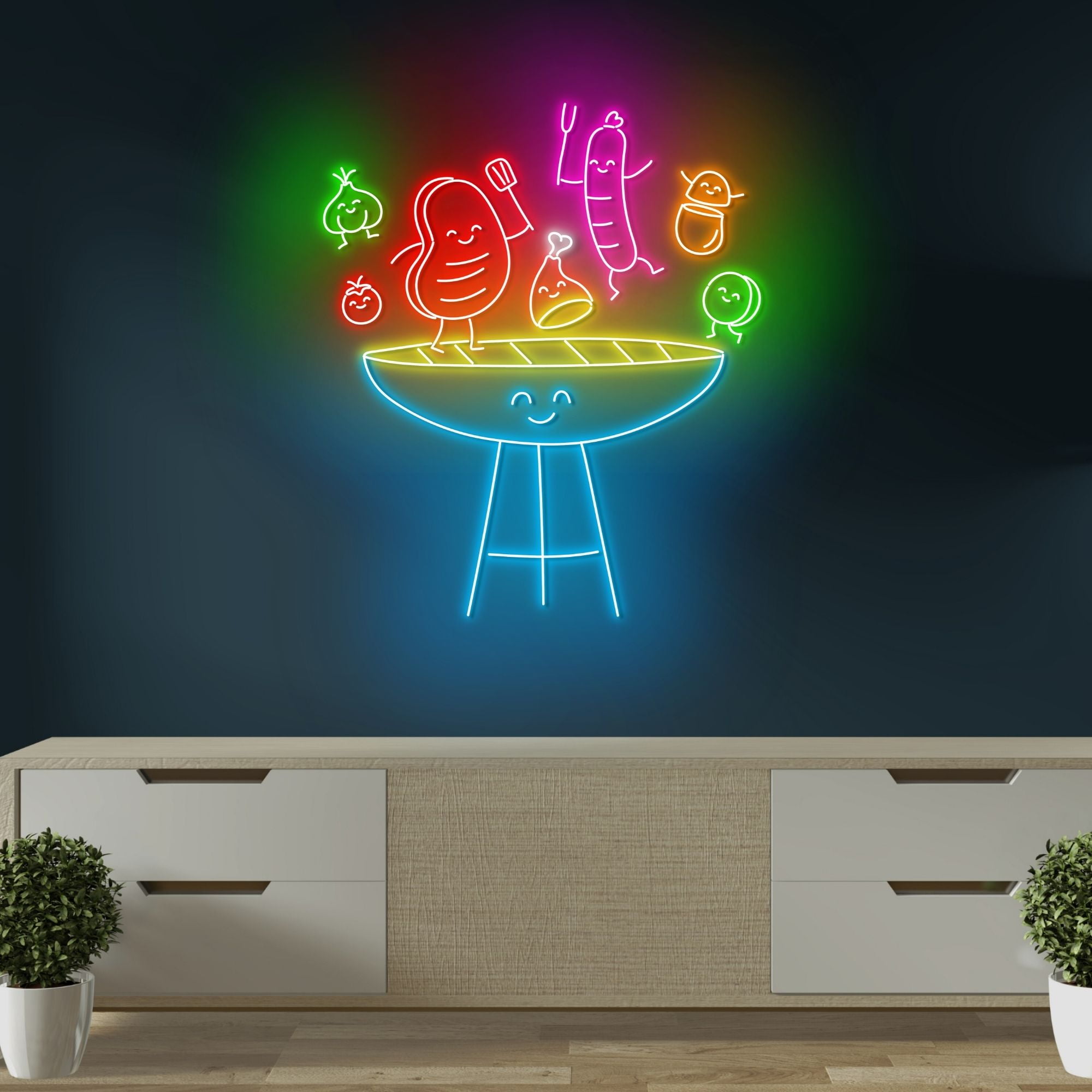 Craftnamesign BBQ Funny Neon Light, Barbecue LED Sign Wall Art ...
