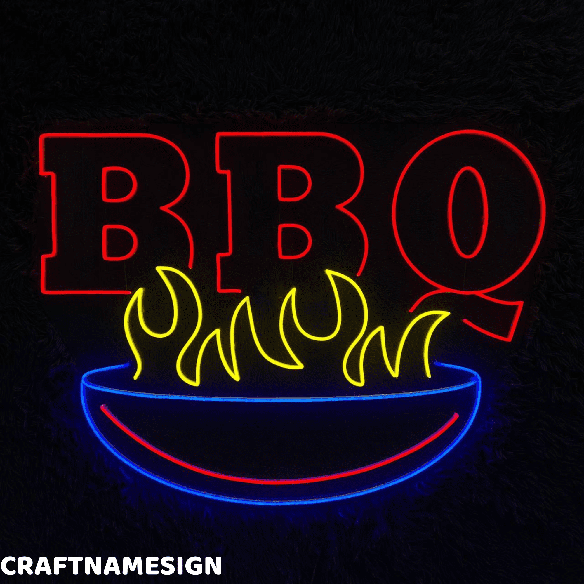Craftnamesign BBQ Neon Sign, BBQ Restaurant Wall Art, Grill Bar Light ...