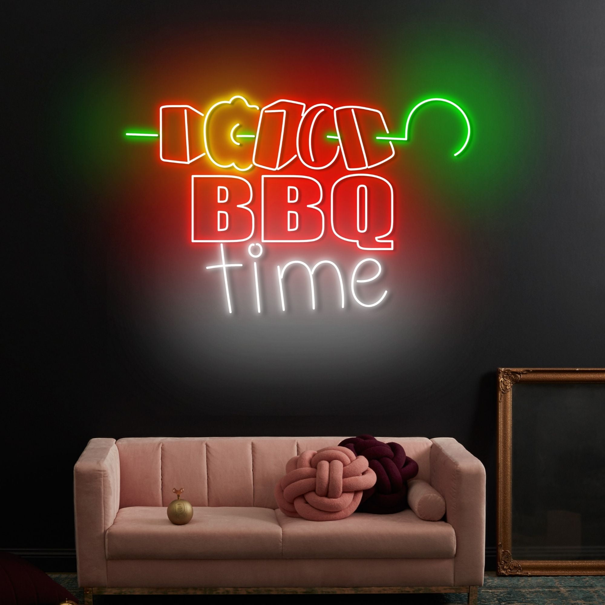 Craftnamesign BBQ Time Neon Light, Barbecue LED Sign Wall Art, BBQ ...
