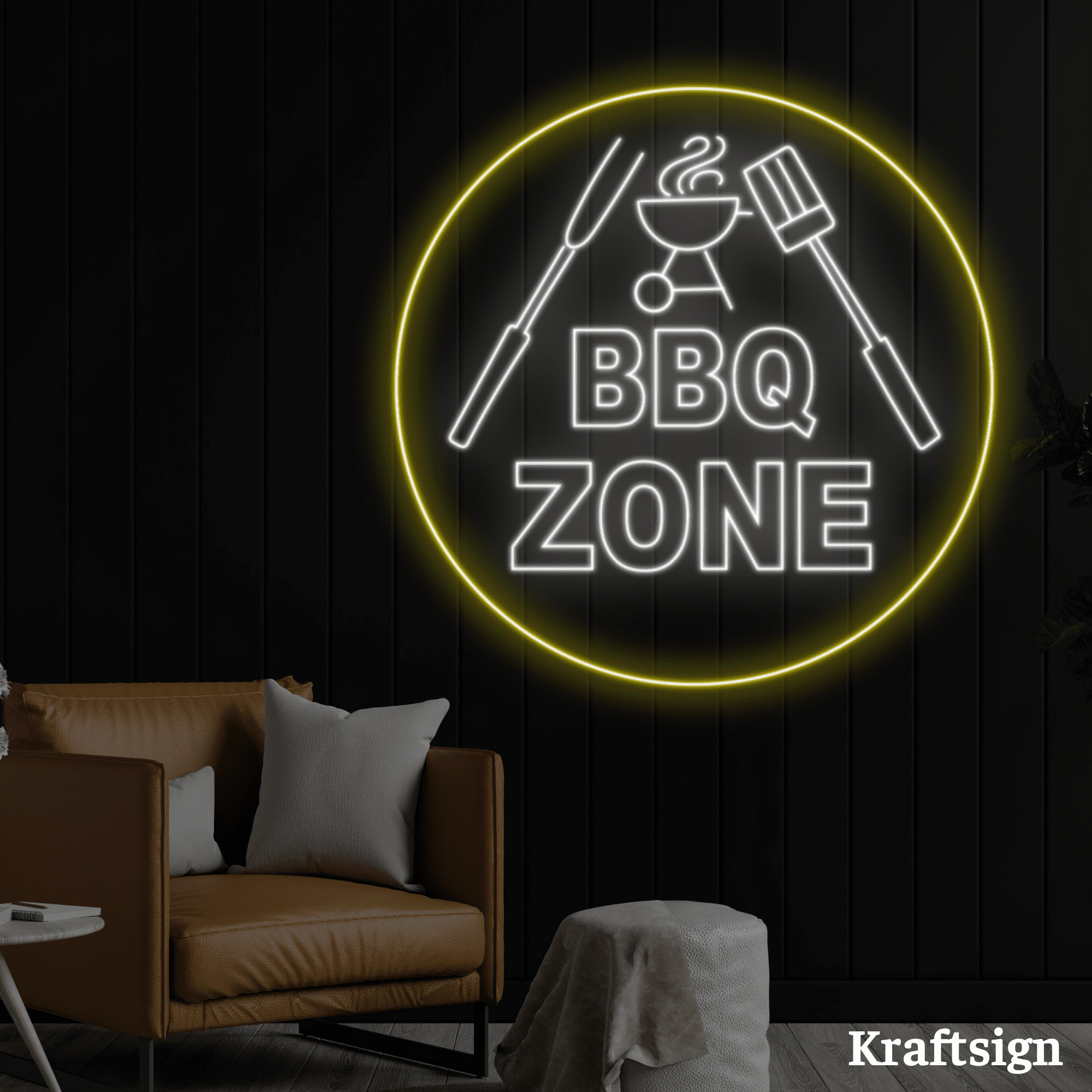 Craftnamesign BBQ Zone Neon Sign, Barbecue LED Sign, BBQ Restaurant ...